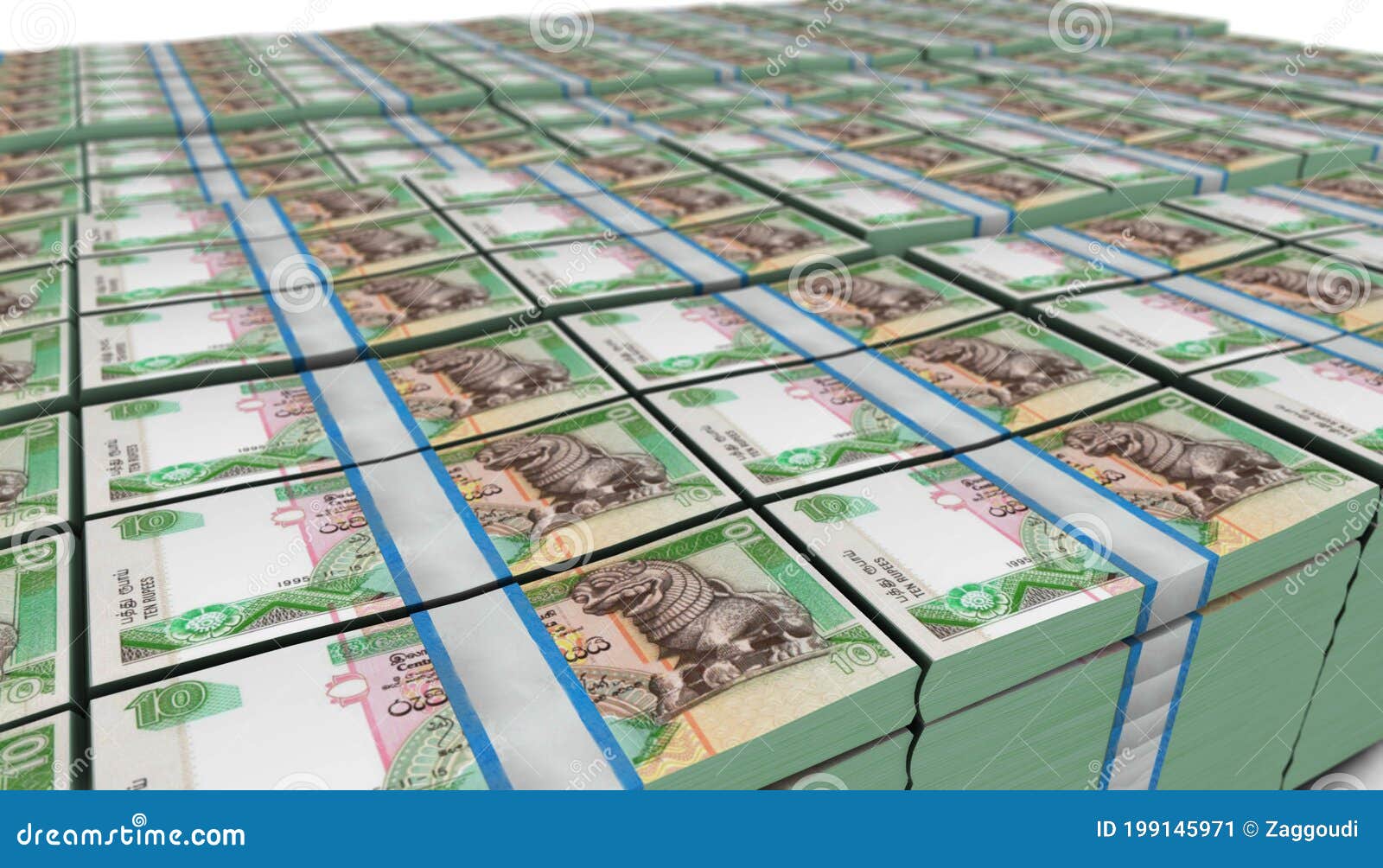 3D Large Stack of Sri Lankan Rupee Banknote Stock Illustration ...