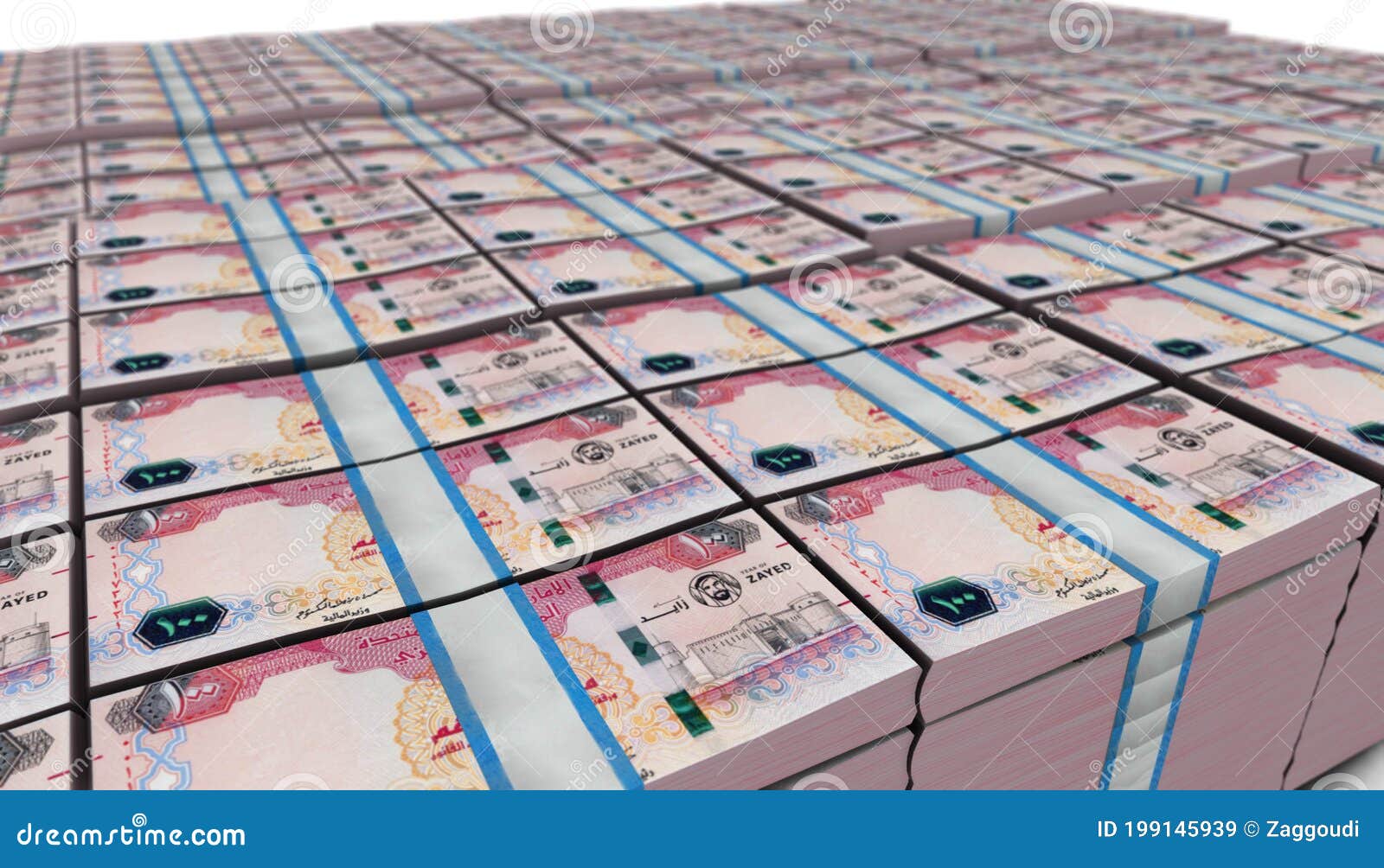 3D Large Stack of United Arab Emirates Dirham Banknote Stock ...