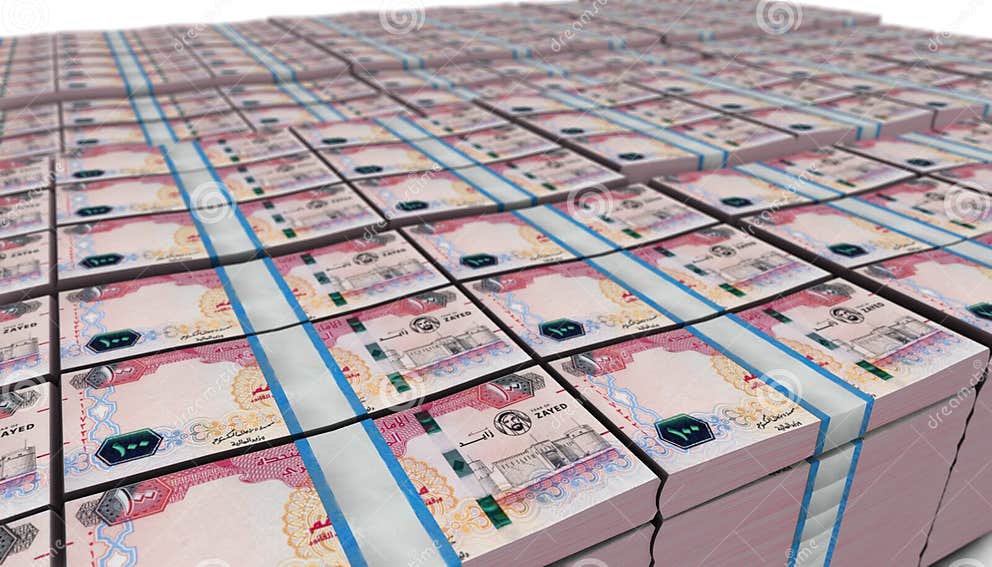 3D Large Stack of United Arab Emirates Dirham Banknote Stock ...