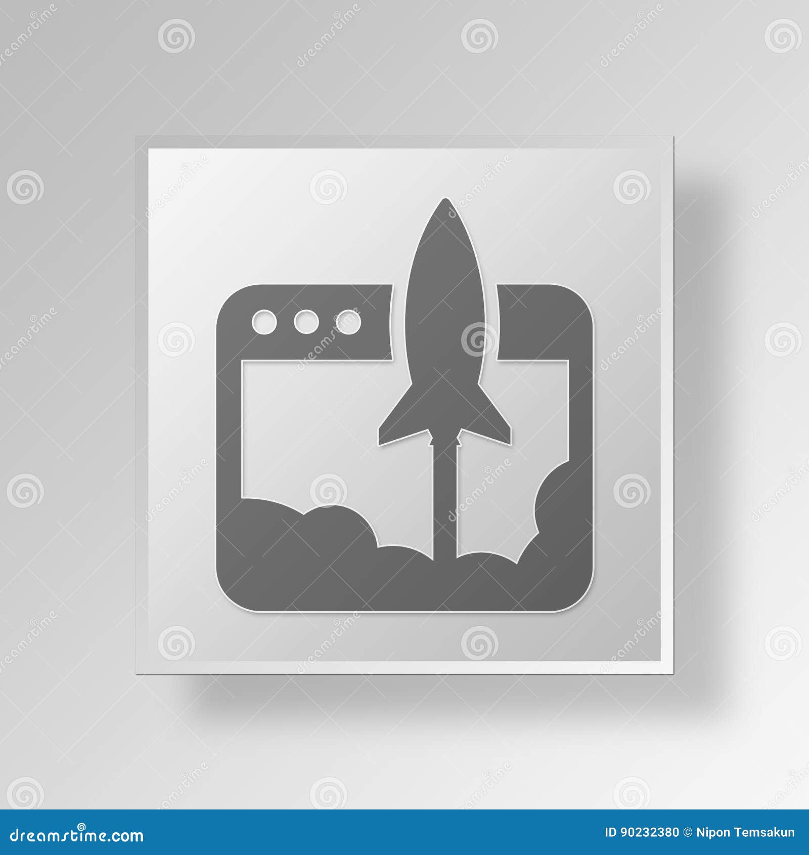 3D Launch Button Icon Concept Stock Illustration - Illustration of icon ...