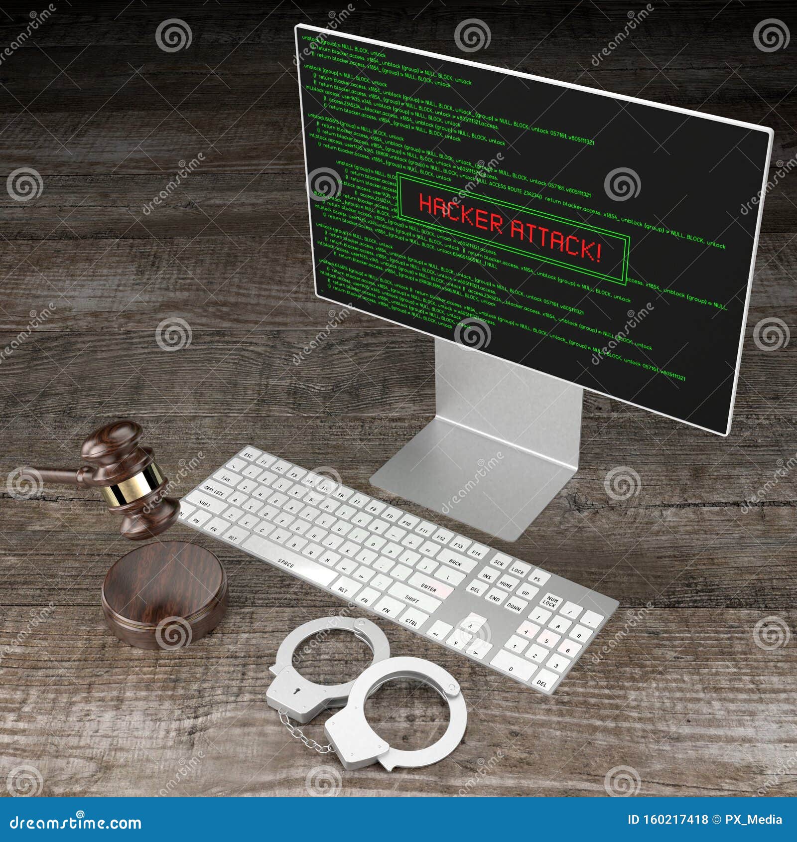 3D Law, Computer Crime, Hacking Concept - Handcuffs Stock Illustration ...