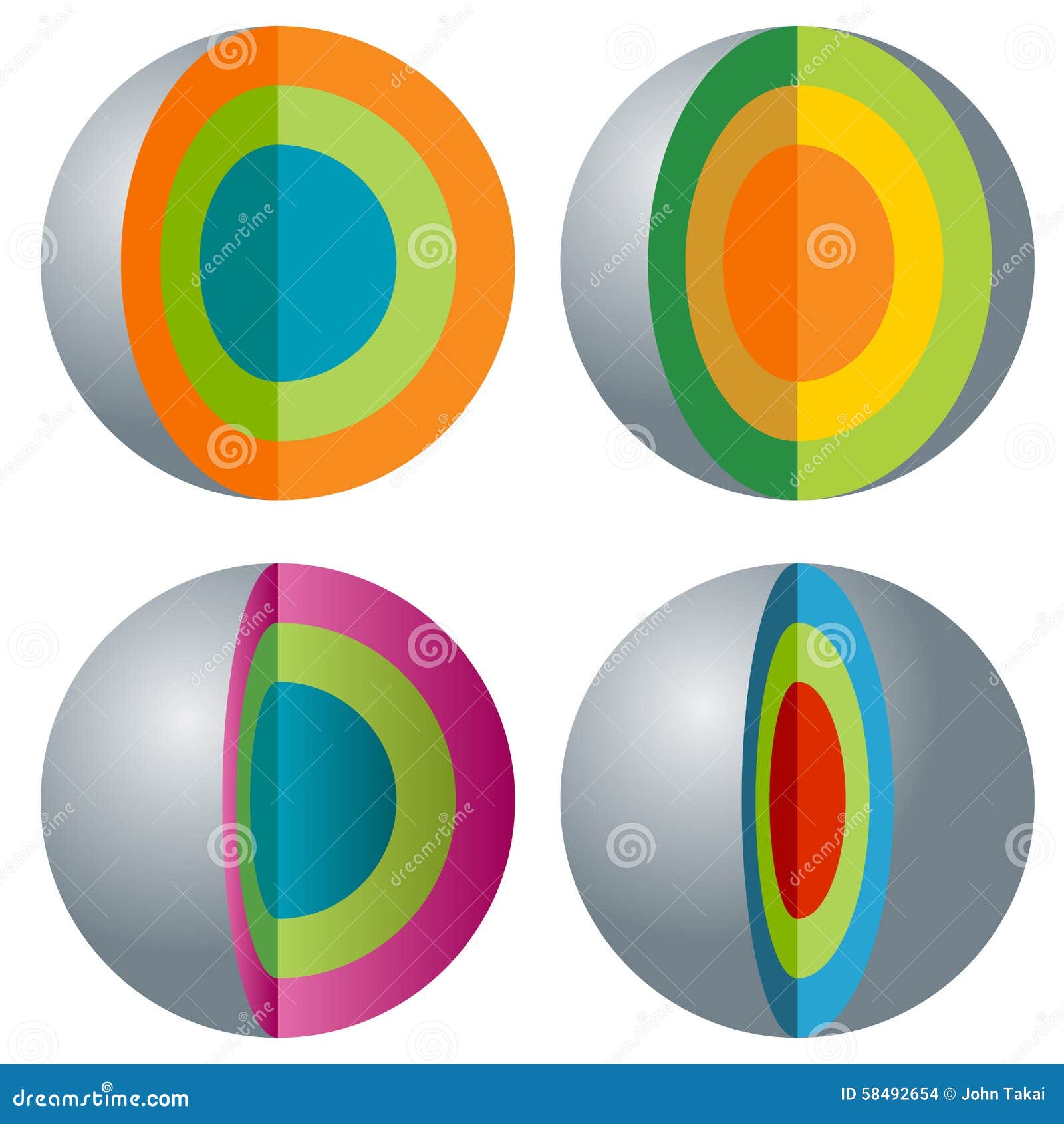 3d Layered Sphere Icon Set stock vector. Illustration of graphic - 58492654