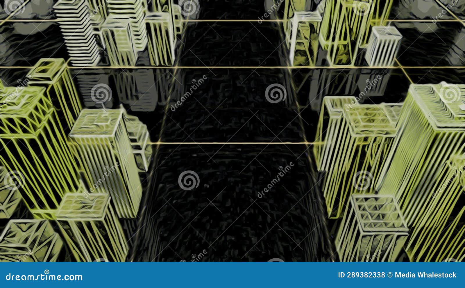 3D Layout of a Big City. Animation. Visualization of Buildings and ...