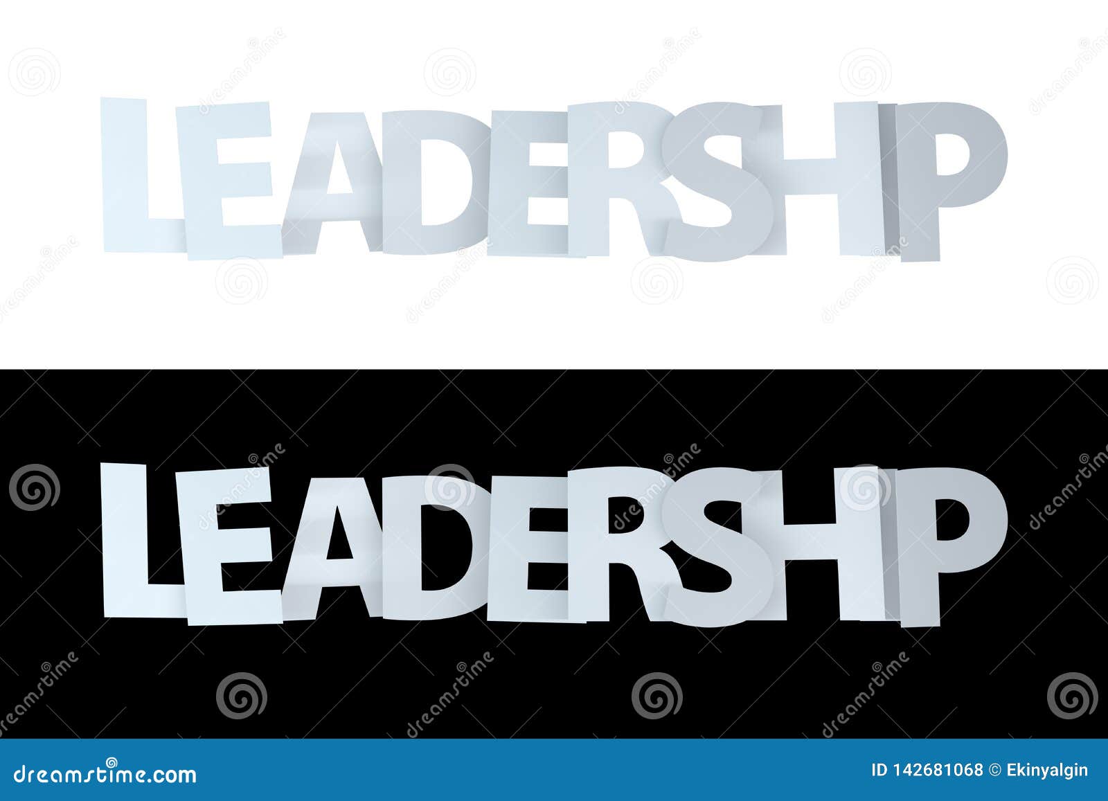 3D Leadership Text on White and Black Version Stock Illustration ...