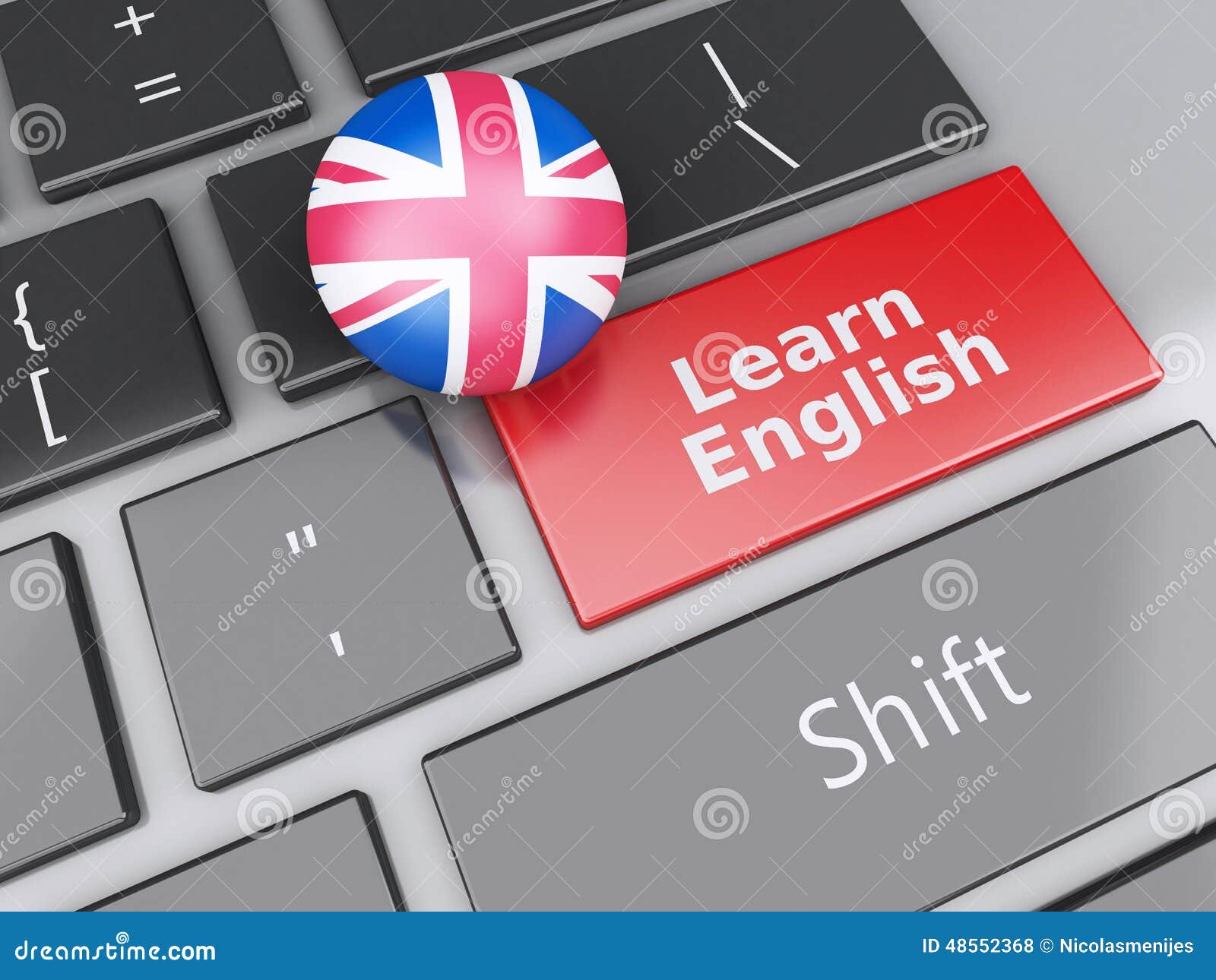 3d Learn English on Computer Keyboard. Education Concept Stock ...