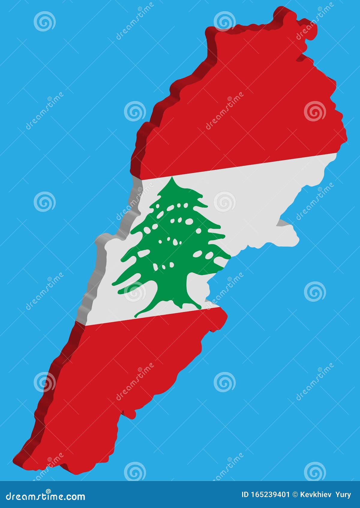 3D Lebanon Map Flag Vector Illustration Eps 10 Stock Vector ...