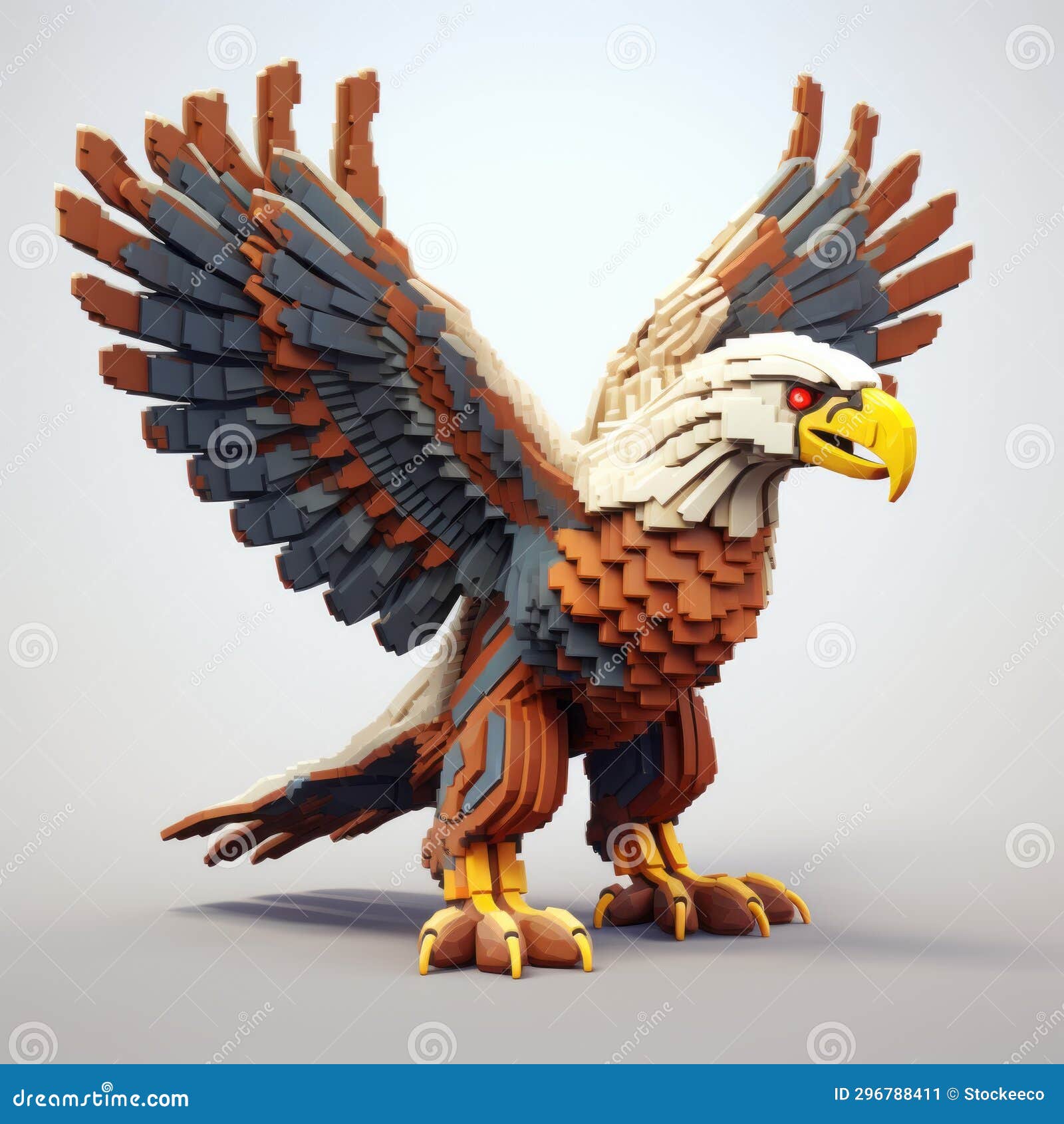 3d Lego Bald Eagle with Wings Spread - Terracotta Textured Composition ...