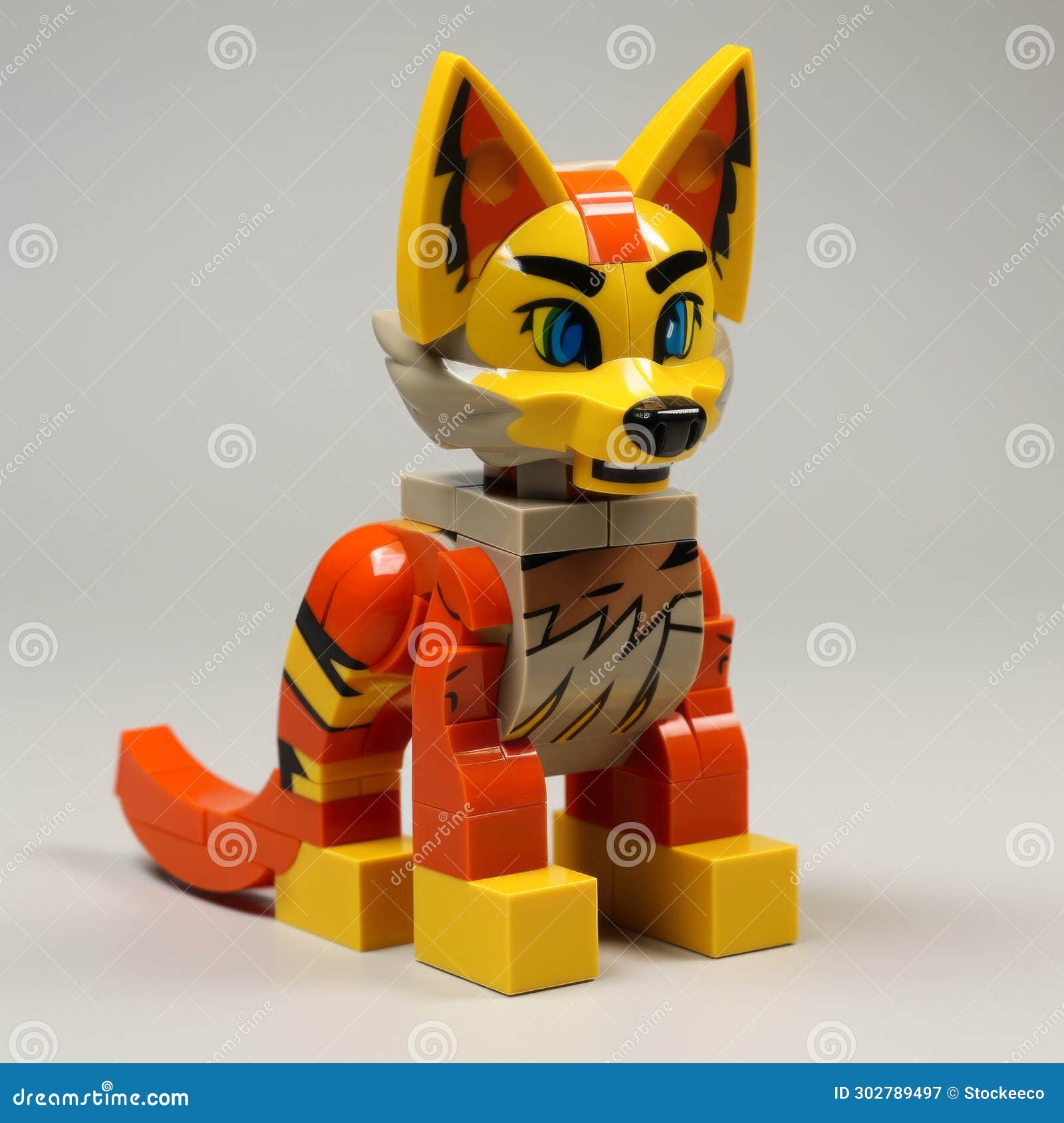 3d Lego Fox Figurine with Vray Style and Plastic Texture Stock ...