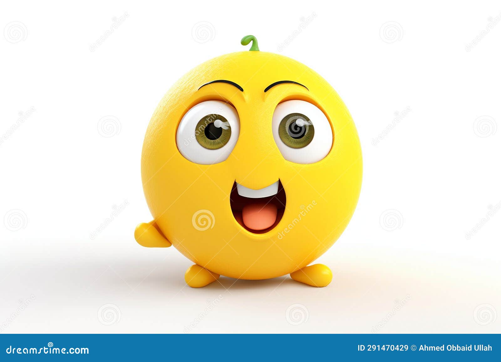 3D Lemon Cartoon Character Radiates Joy and Freshness Stock ...
