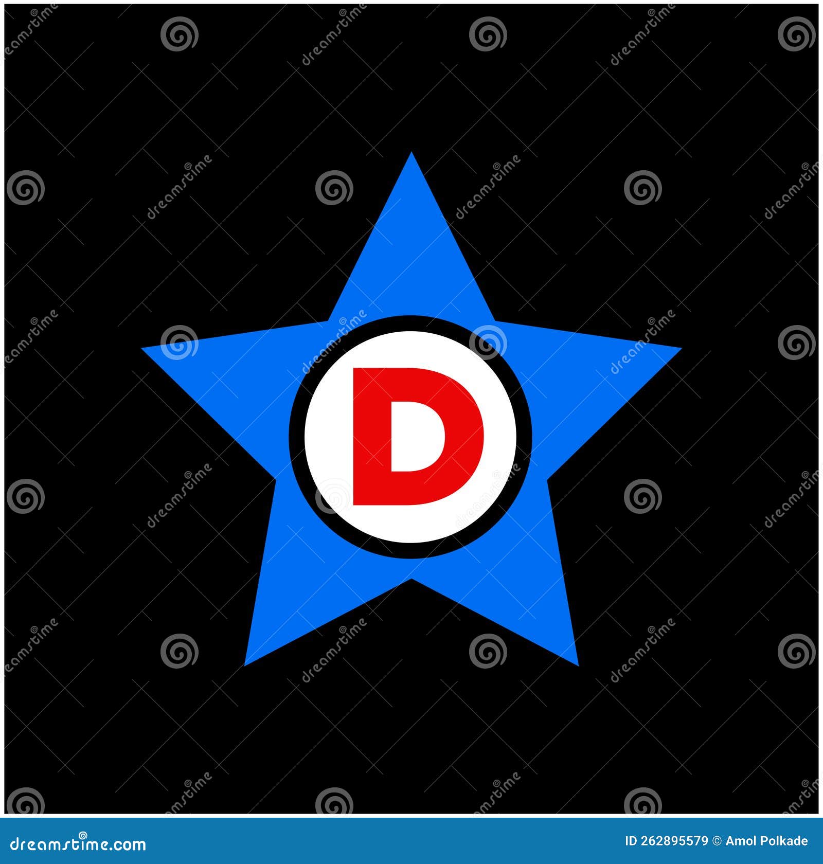 D Letra Con Monograma Estrella Azul Ilustración del Vector ...