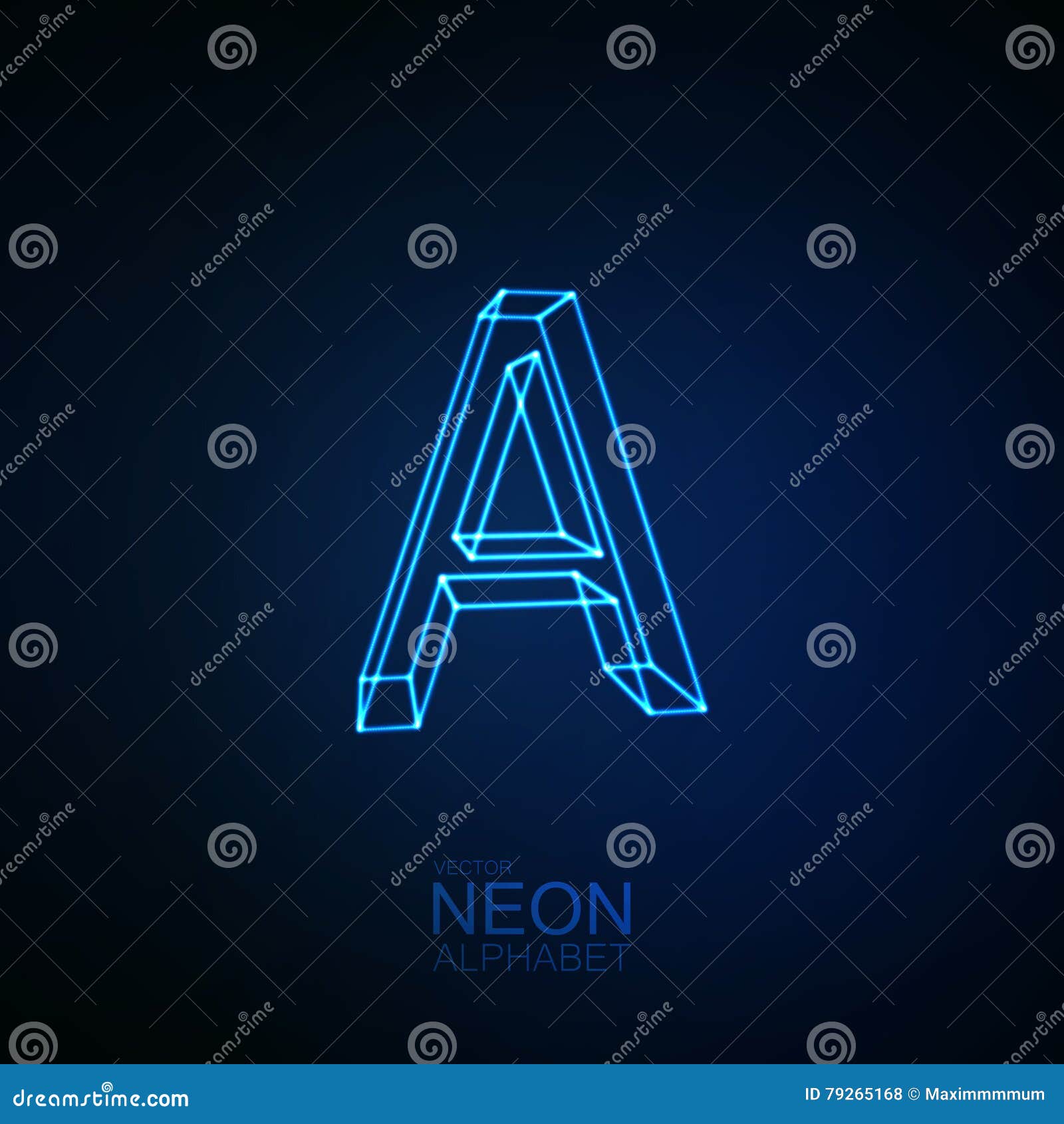 3D letra de neón a ilustración del vector. Ilustración de extracto ...