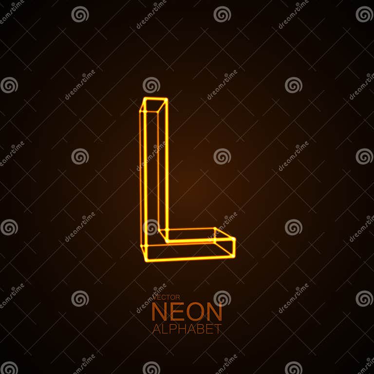 3D letra de neón L ilustración del vector. Ilustración de ...