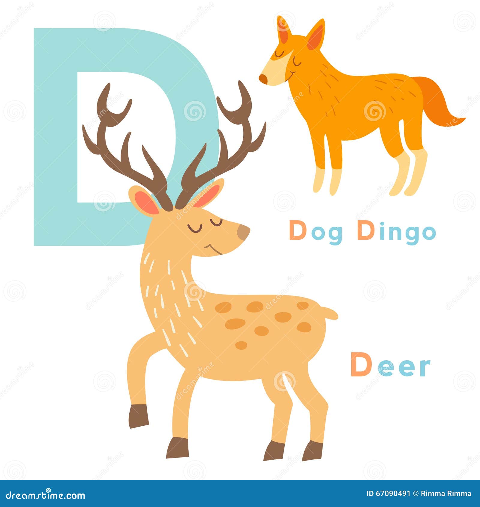 D Letter Animals Set. English Alphabet Cartoon Vector | CartoonDealer ...