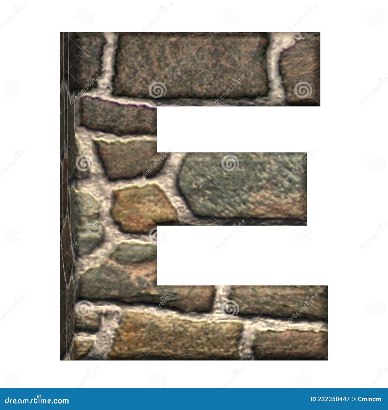 3D Letter E Made of Stones and Concrete Stock Illustration ...