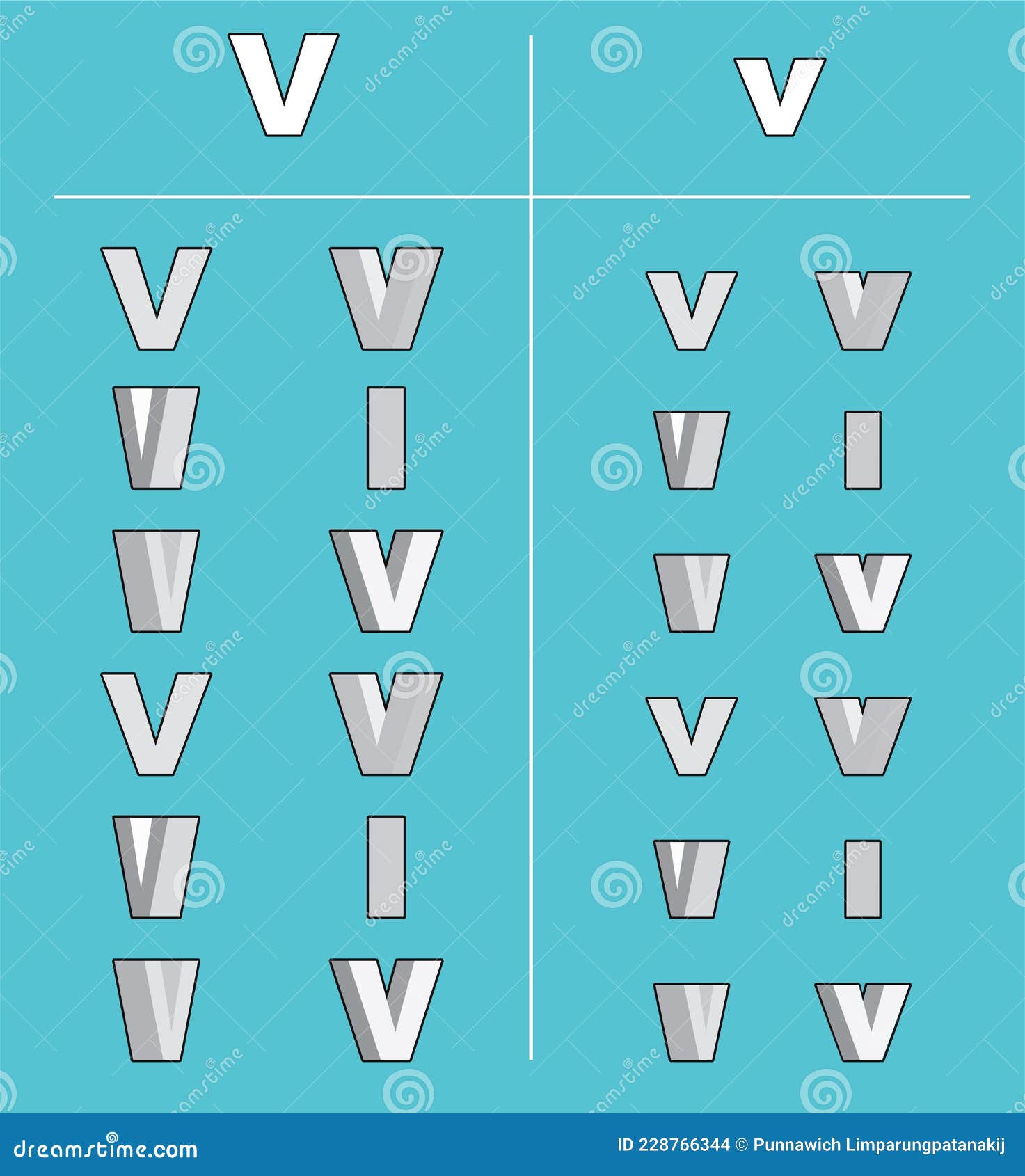 3D Animation Capital Letters Lower Case V Stock Vector - Illustration ...