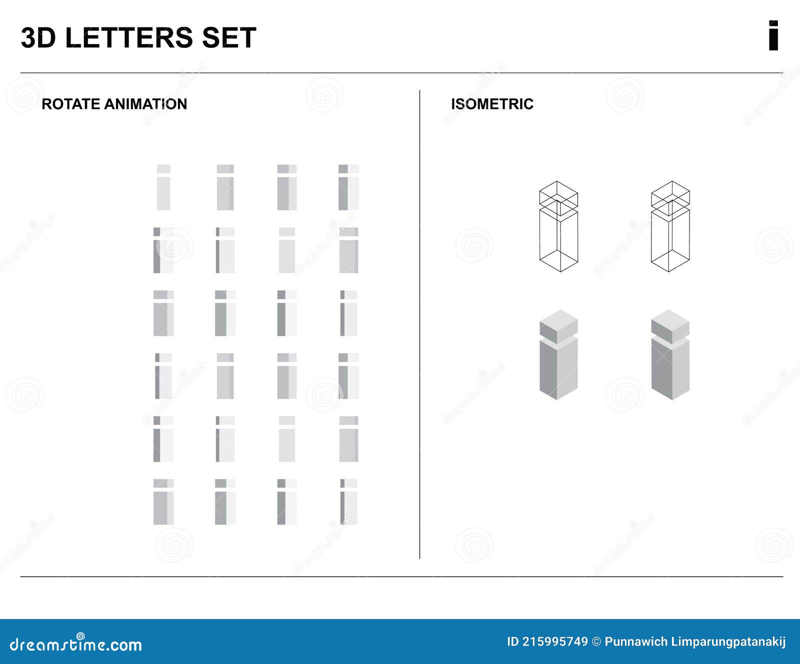 3d I Alphabet Letters Set Animate Isometric Wireframe Vector Stock ...