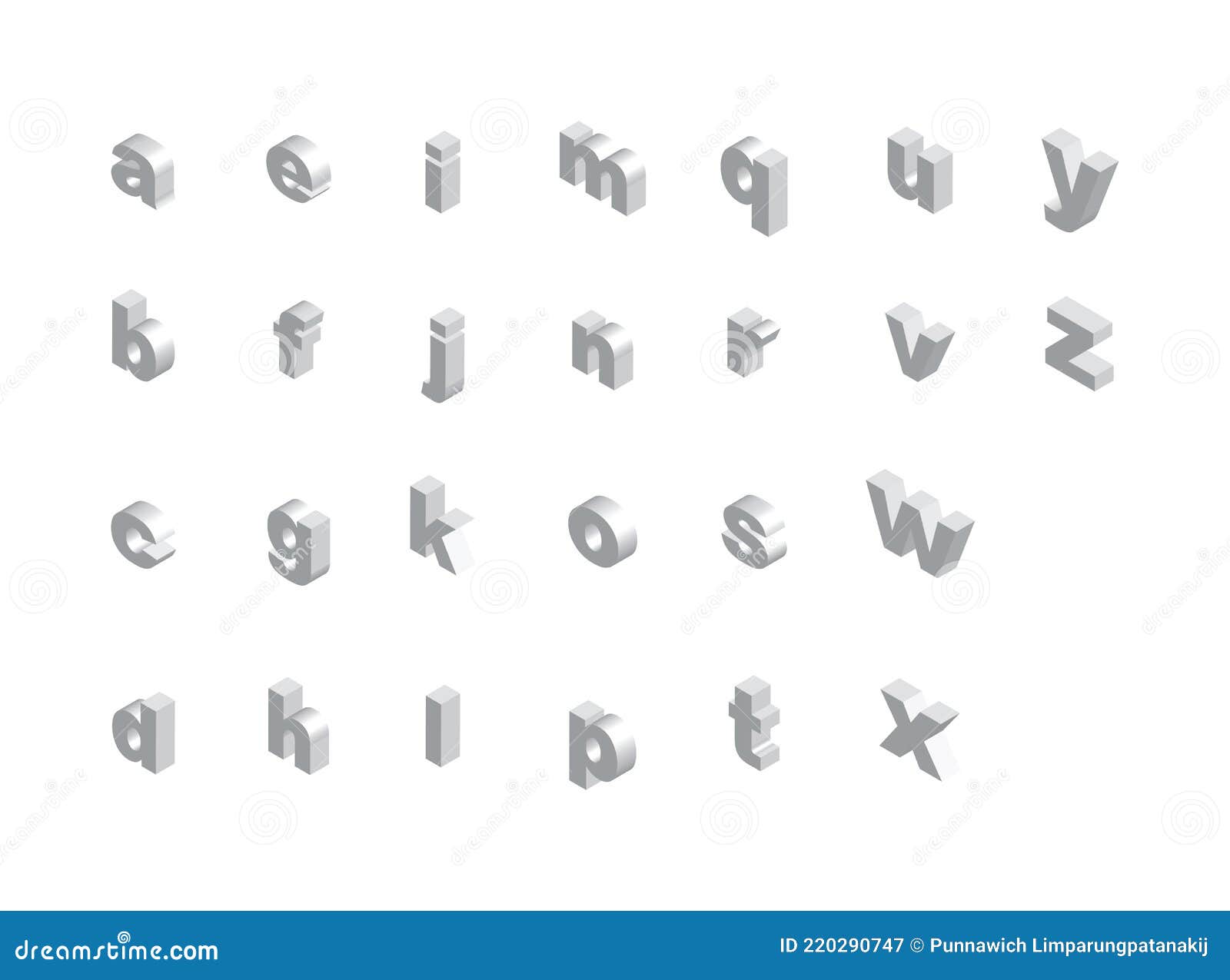 3D Isometric Lowercase Letters English Font Typescript Stock Vector ...