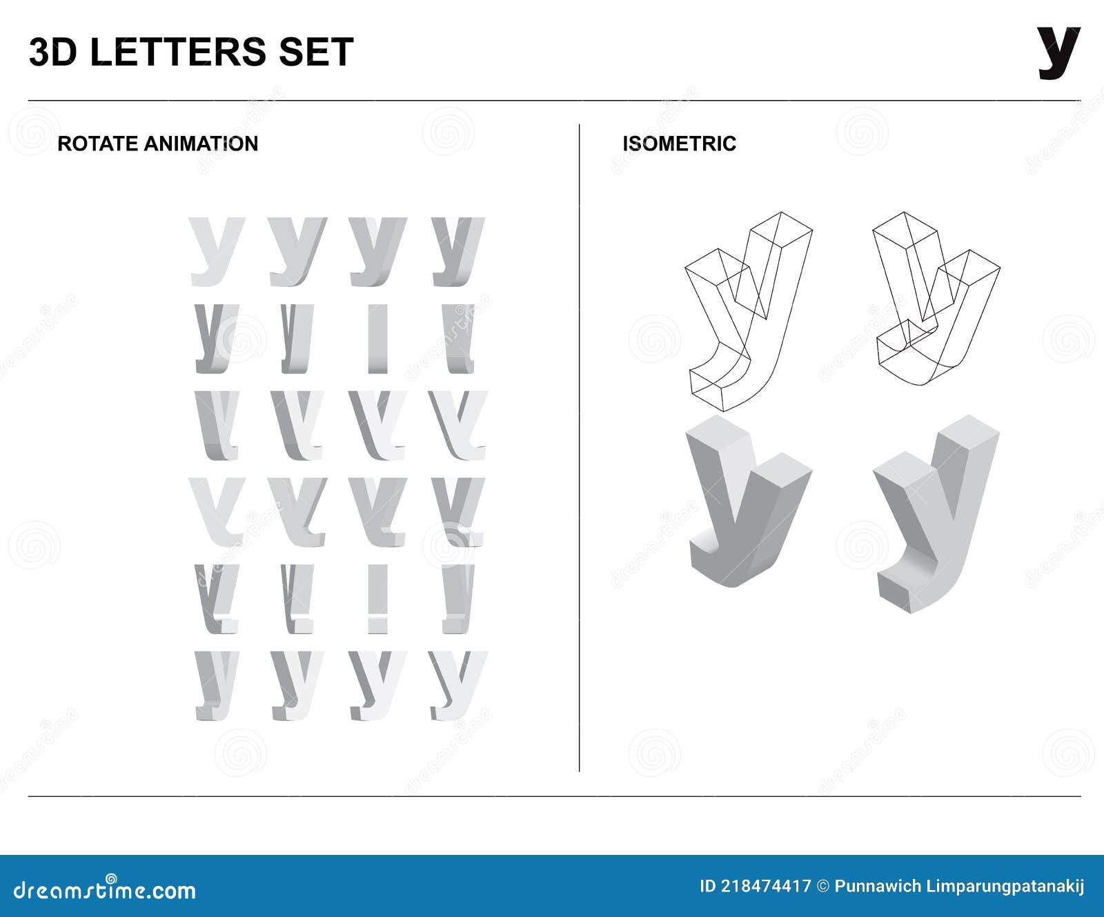 3d Y Alphabet Letters Set Animate Isometric Wireframe Vector Stock ...