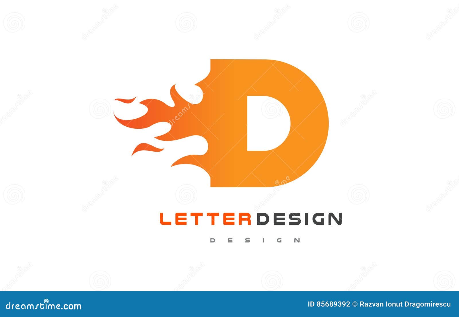 D Letter Flame Logo Design. Fire Logo Lettering Concept. Stock ...