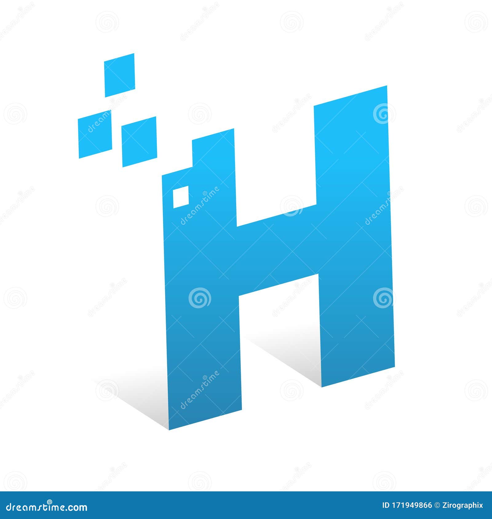 3D Letter H Creative Cutting Edge Logo Design Stock Vector ...