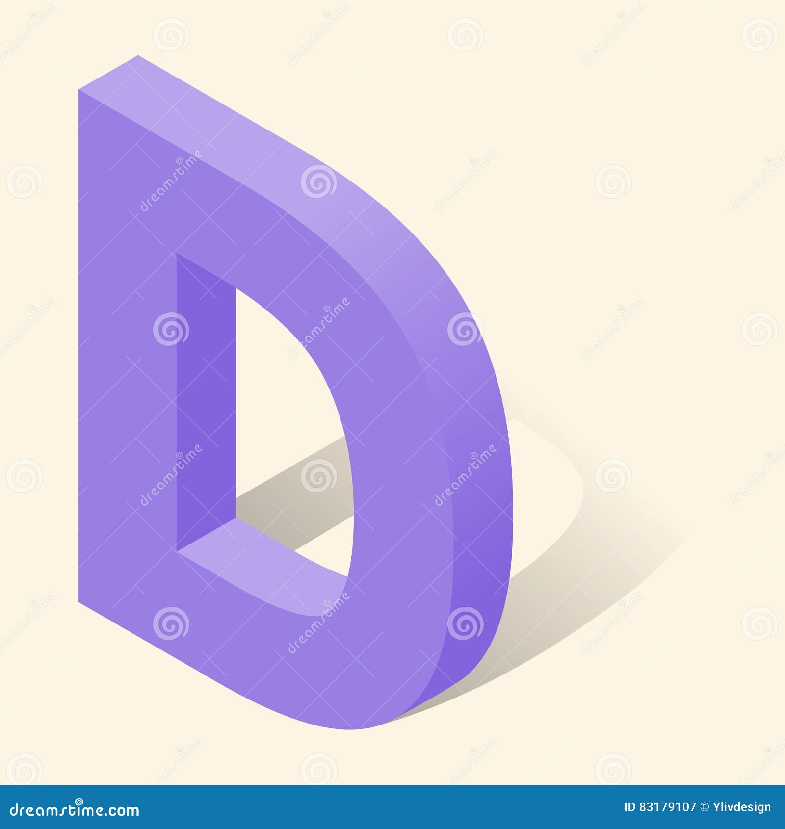 D Letter in Isometric 3d Style with Shadow Stock Vector - Illustration ...