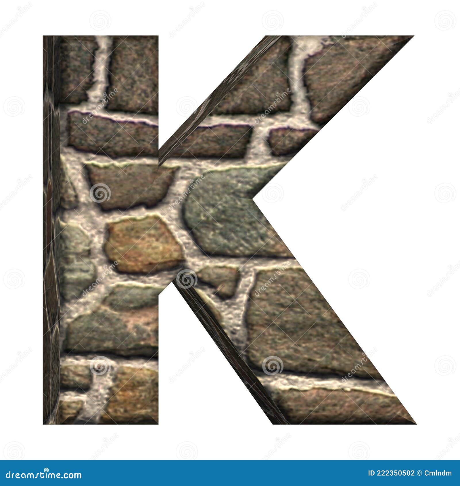 3D Letter K Made of Stones and Concrete Stock Illustration ...