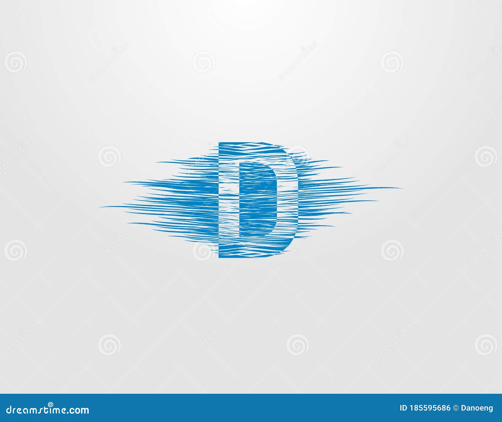 D Letter Logo. Abstract Initial D Blue Wave Design Created from Ocean ...