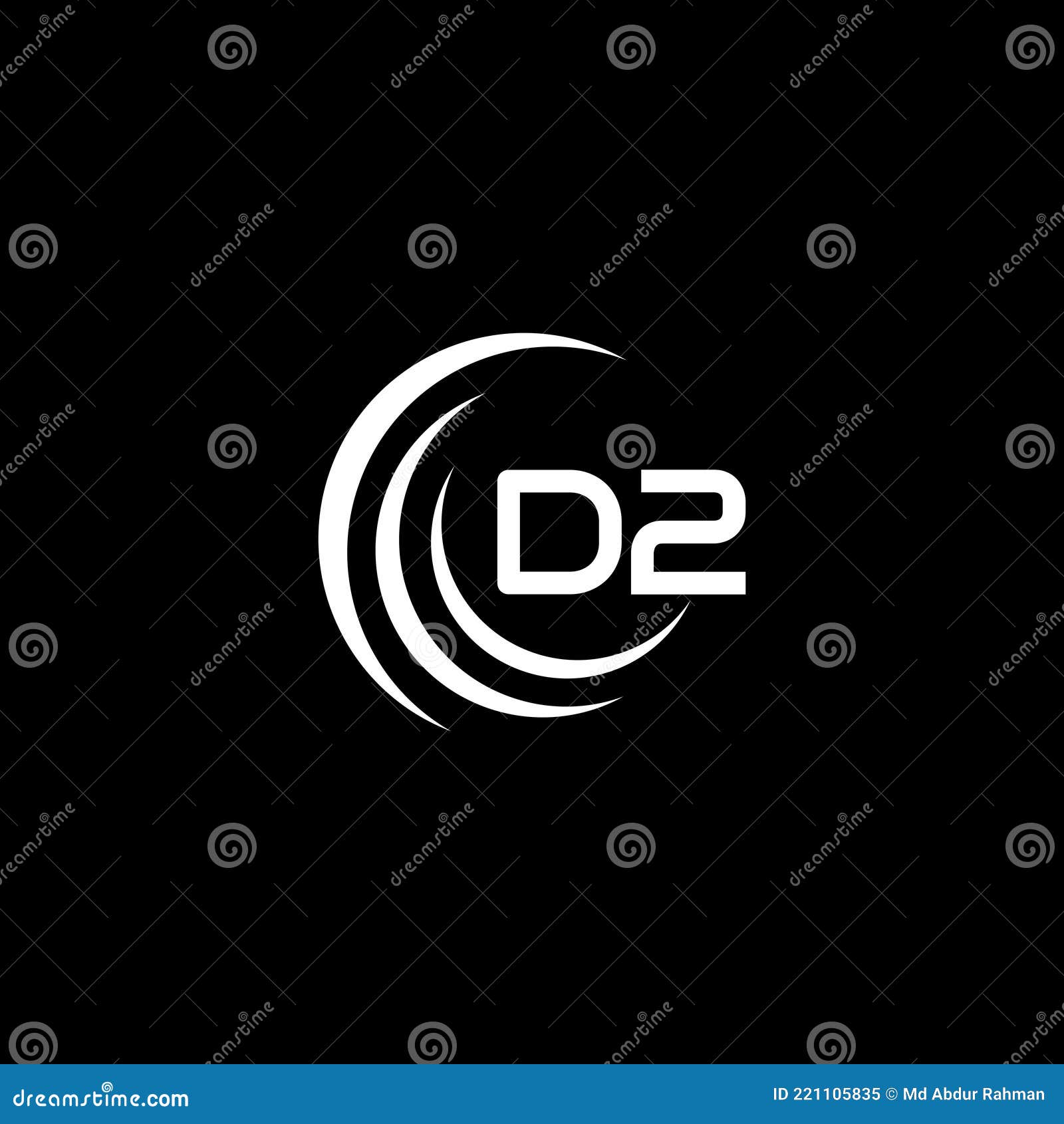 D2 Letter Logo Design on Black Background.D2 Creative Initials Letter ...