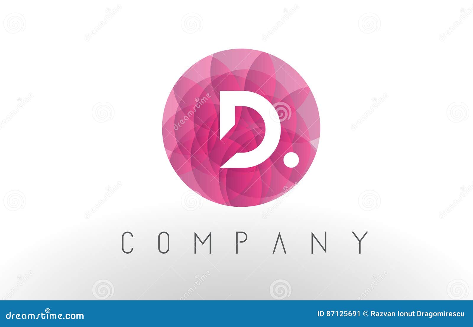 D Letter Logo Design with Circular Purple Pattern. Stock Vector ...