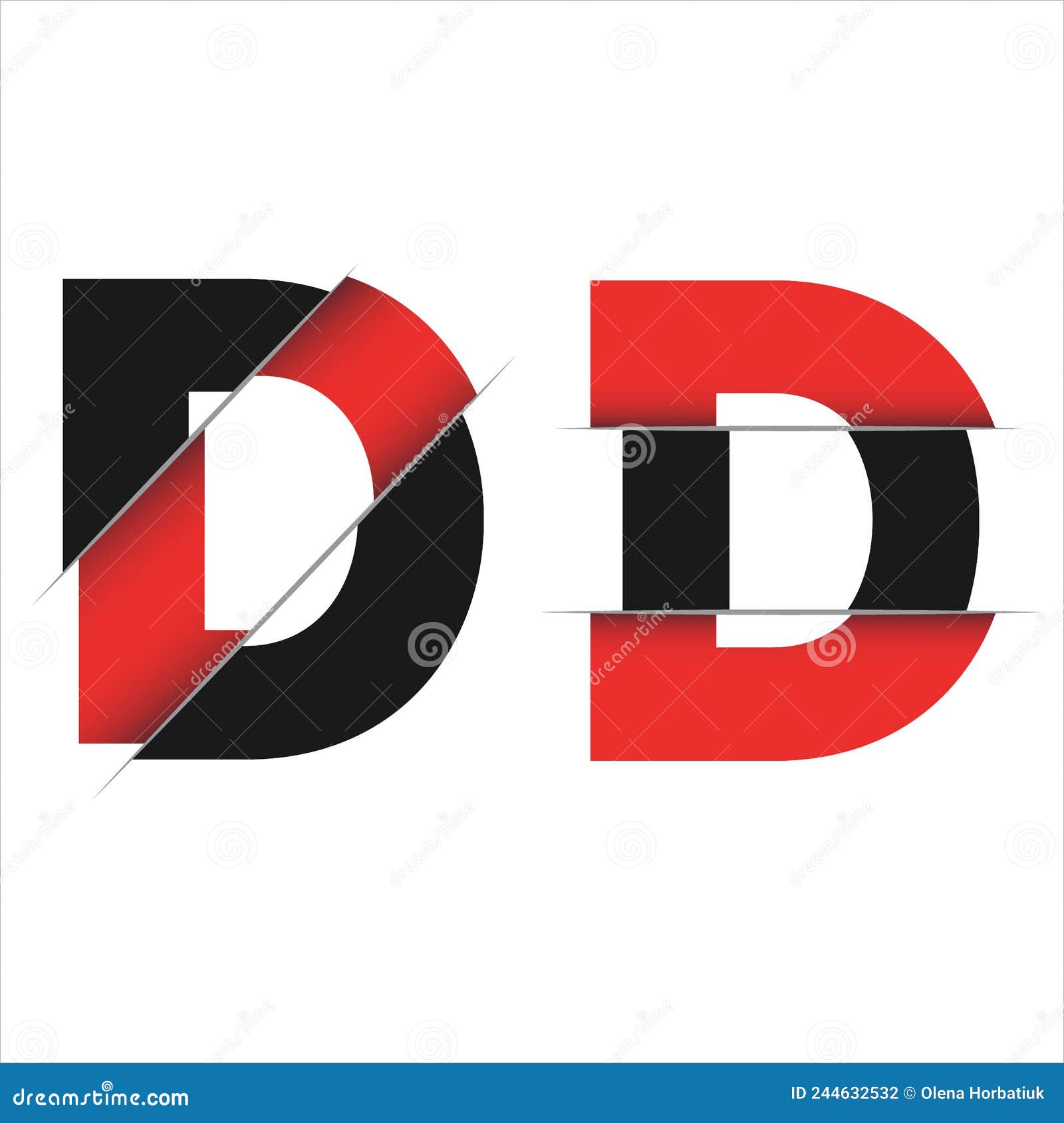 D Letter Logo Design with Creative Cut and Serif Font Stock Vector ...