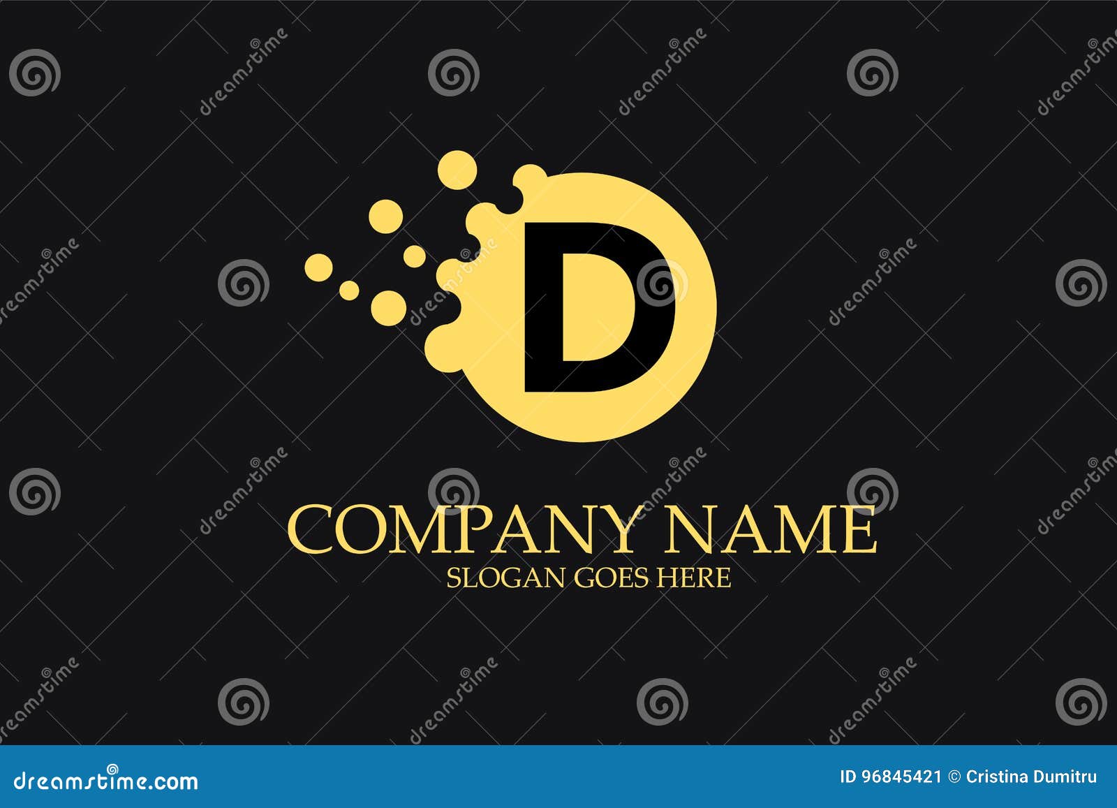 D Letter Logo Design with Yellow Dots Stock Vector - Illustration of ...