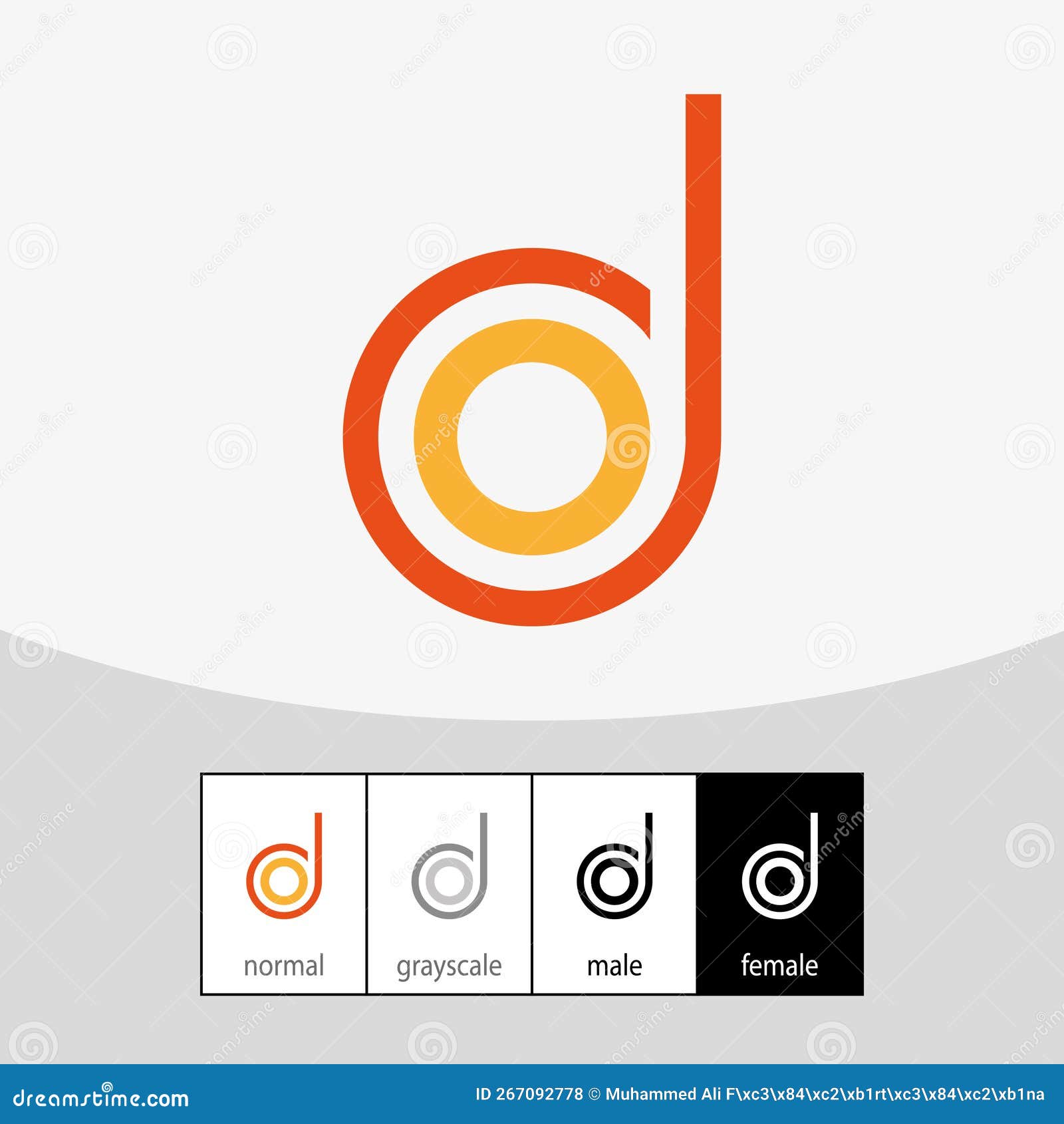 D Letter Logo. Orange and Yellow Stock Vector - Illustration of sign ...