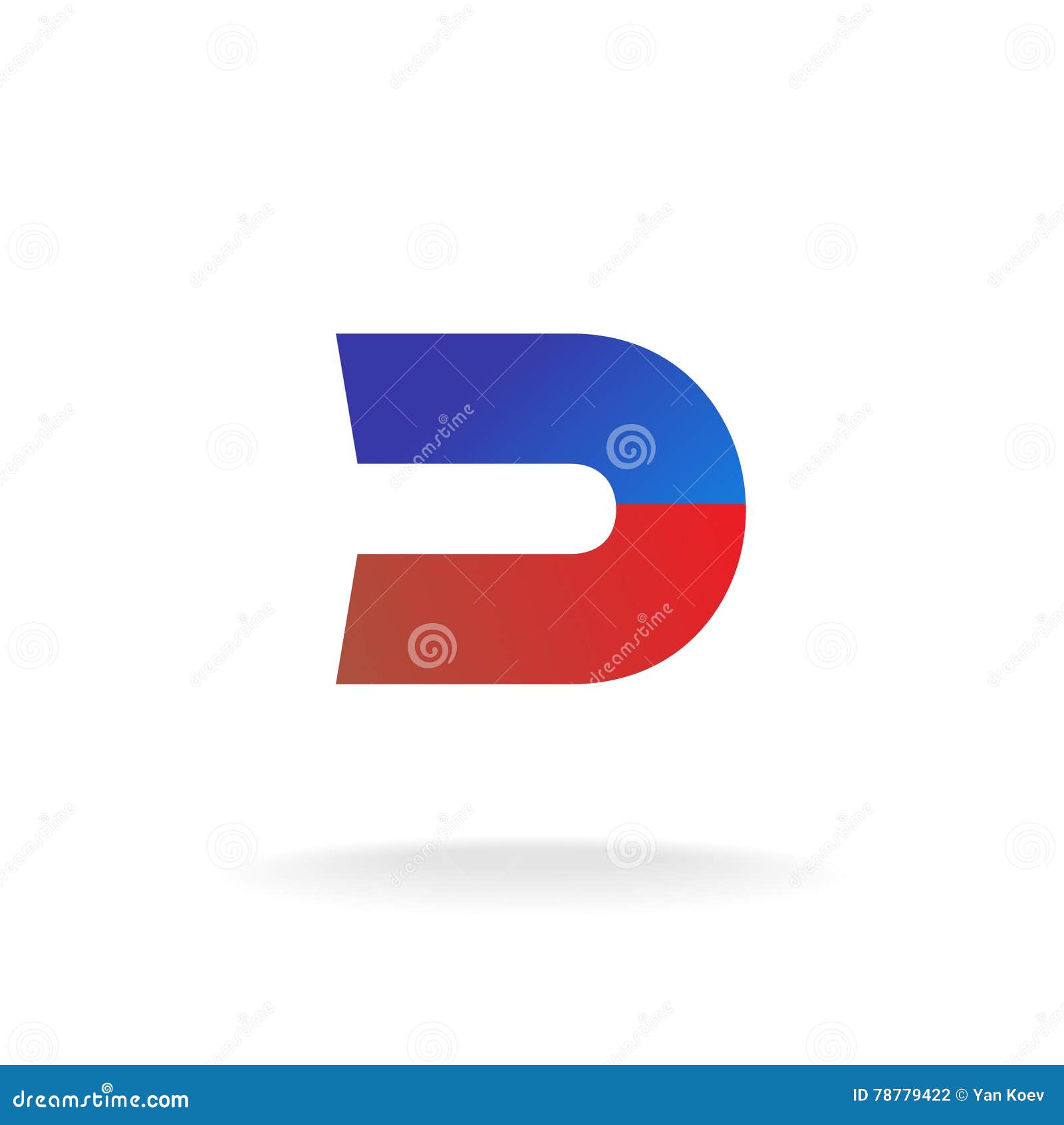D Letter Logo Template. Blue and Red Colors Magnet Concept Stock Vector ...