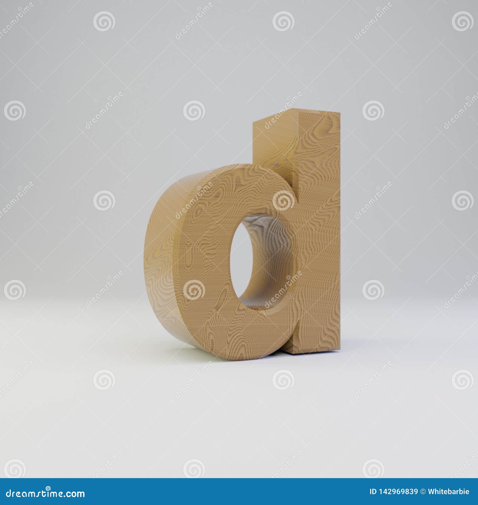 3D Letter D Lowercase. Wooden Font Isolated on White Background Stock ...