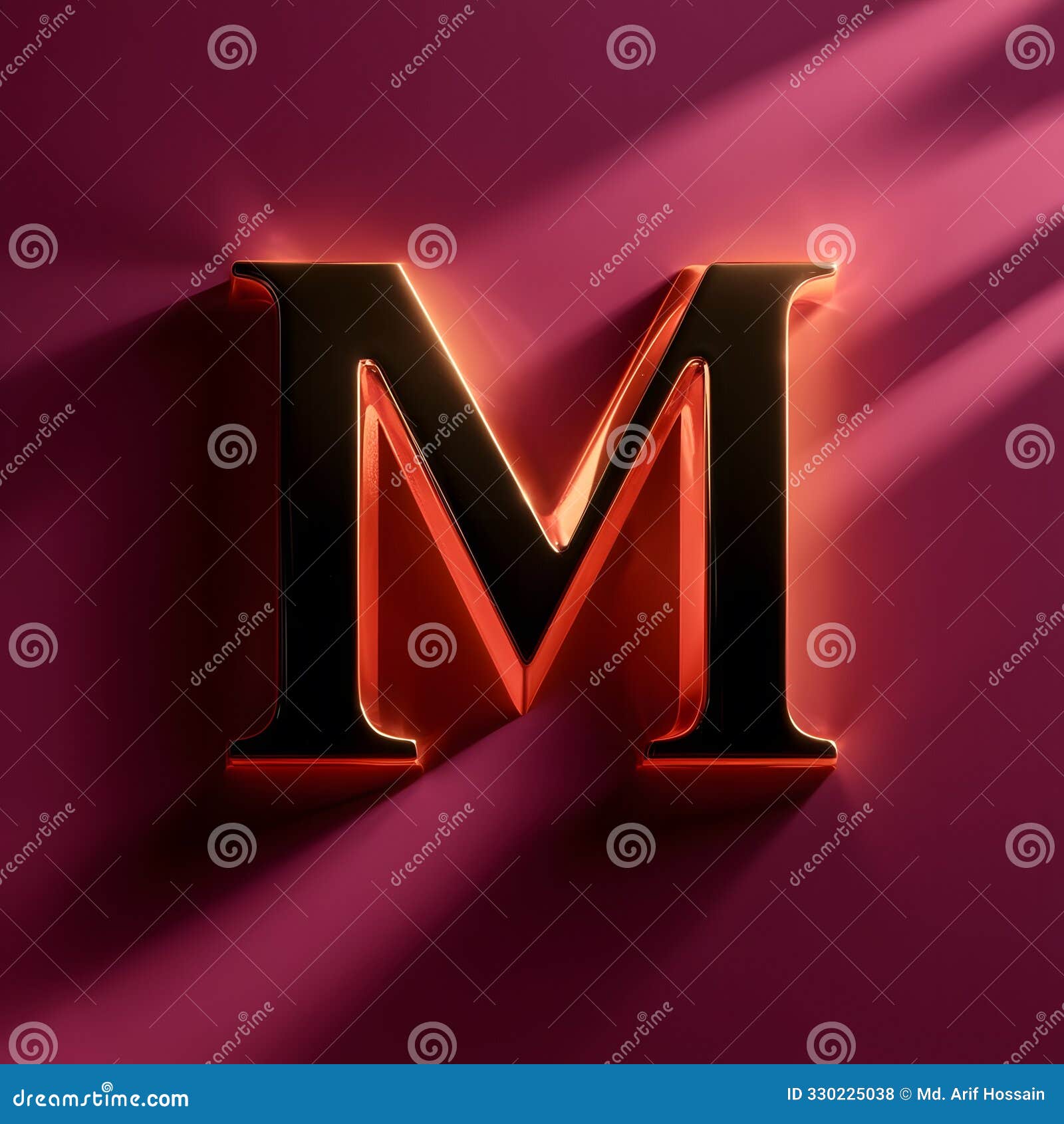 3D Letter M with a Bold, Glossy Finish in a Vibrant Black Solid ...