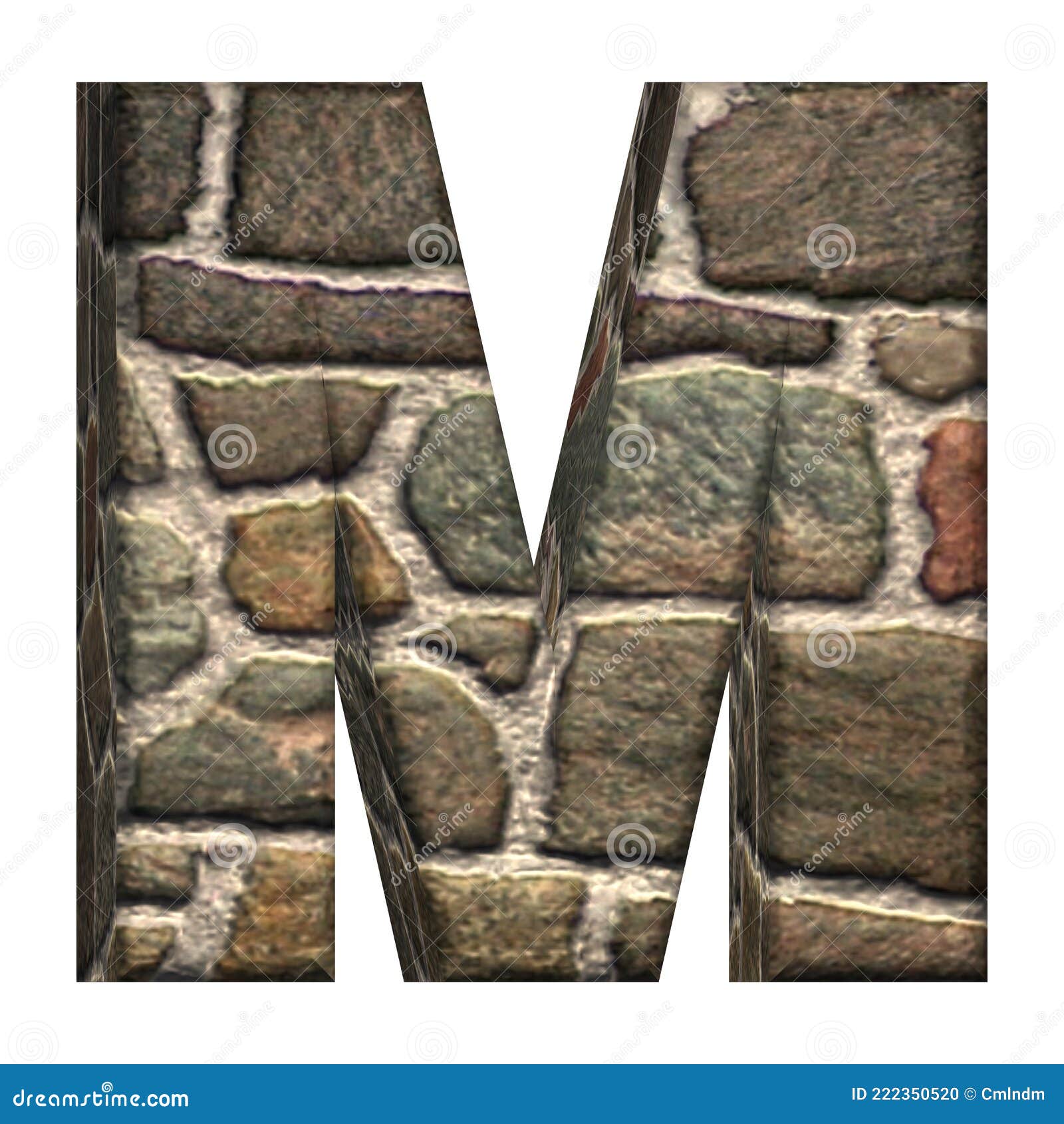 3D Letter M Made of Stones and Concrete Stock Illustration ...