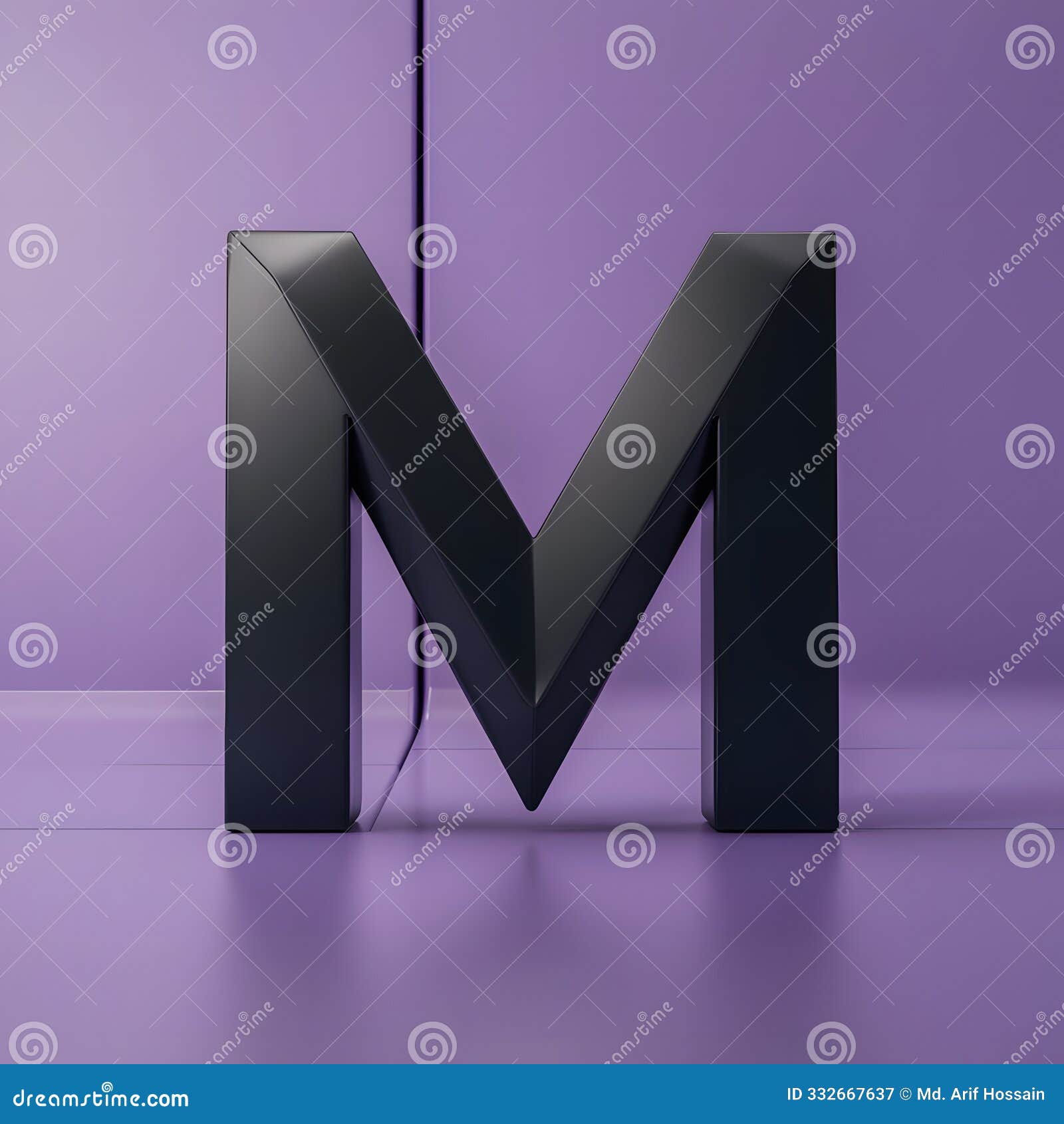 3D Letter M Matte Finish Solid Color Background AI Generated Stock ...