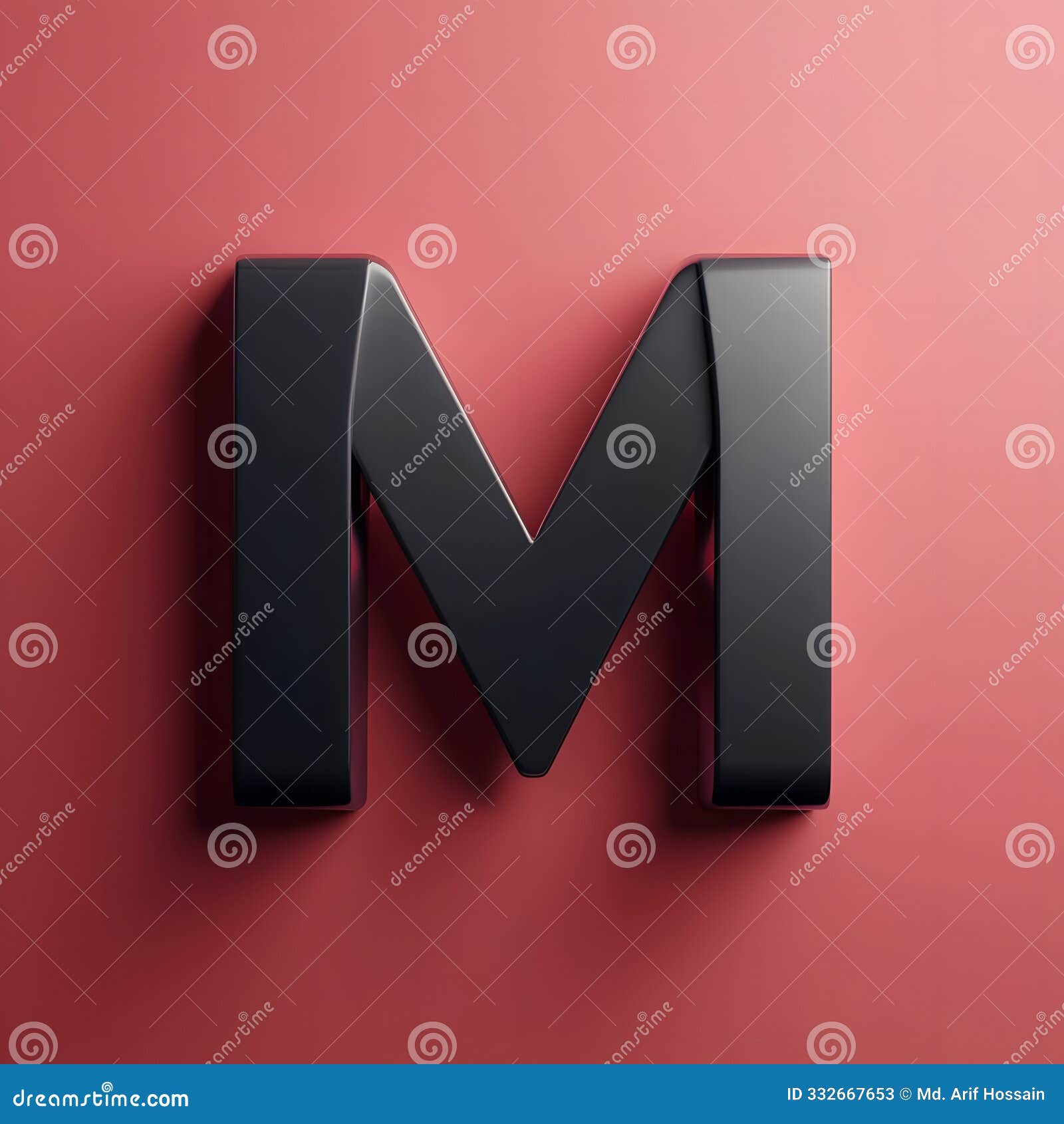 3D Letter M Matte Finish Solid Color Background AI Generated Stock ...