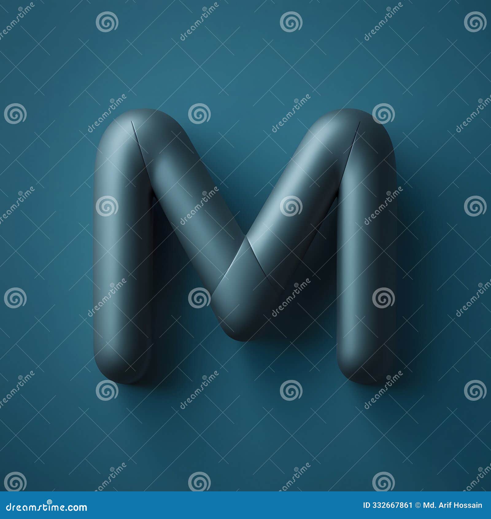 3D Letter M Matte Finish Solid Color Background AI Generated Stock ...