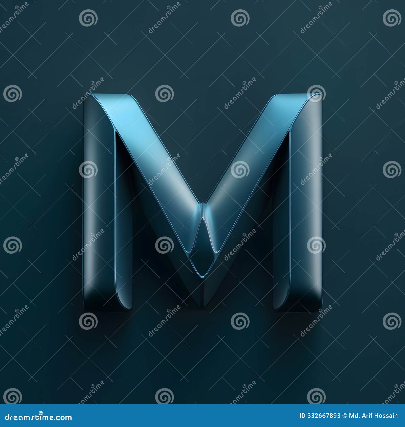3D Letter M Matte Finish Solid Color Background AI Generated Stock ...