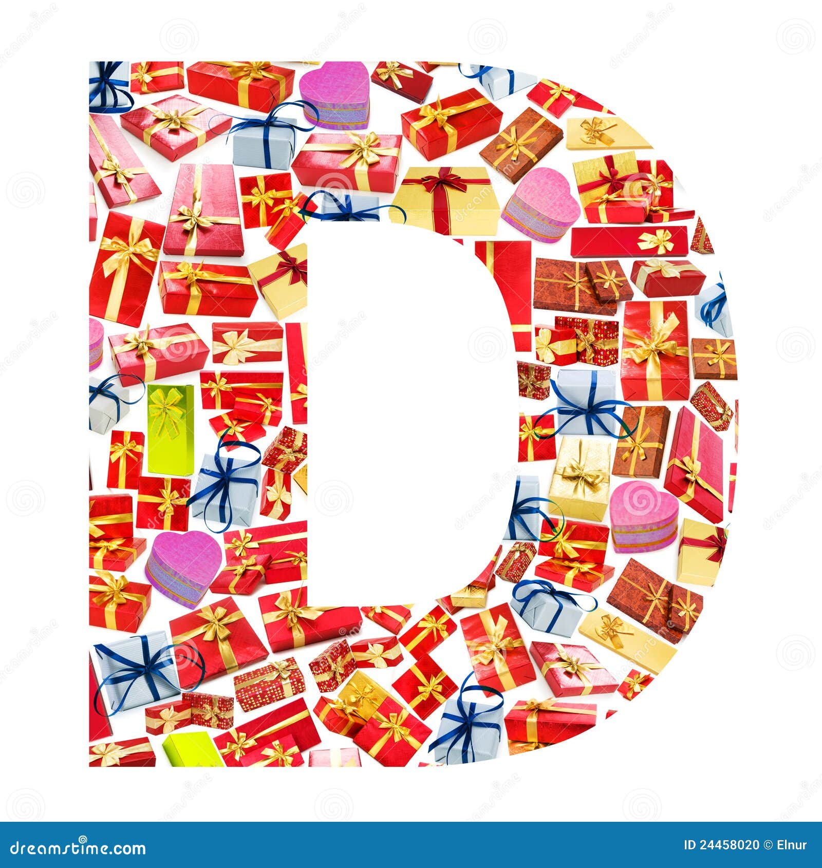 D Letter made of giftboxes stock photo. Image of packaging - 24458020