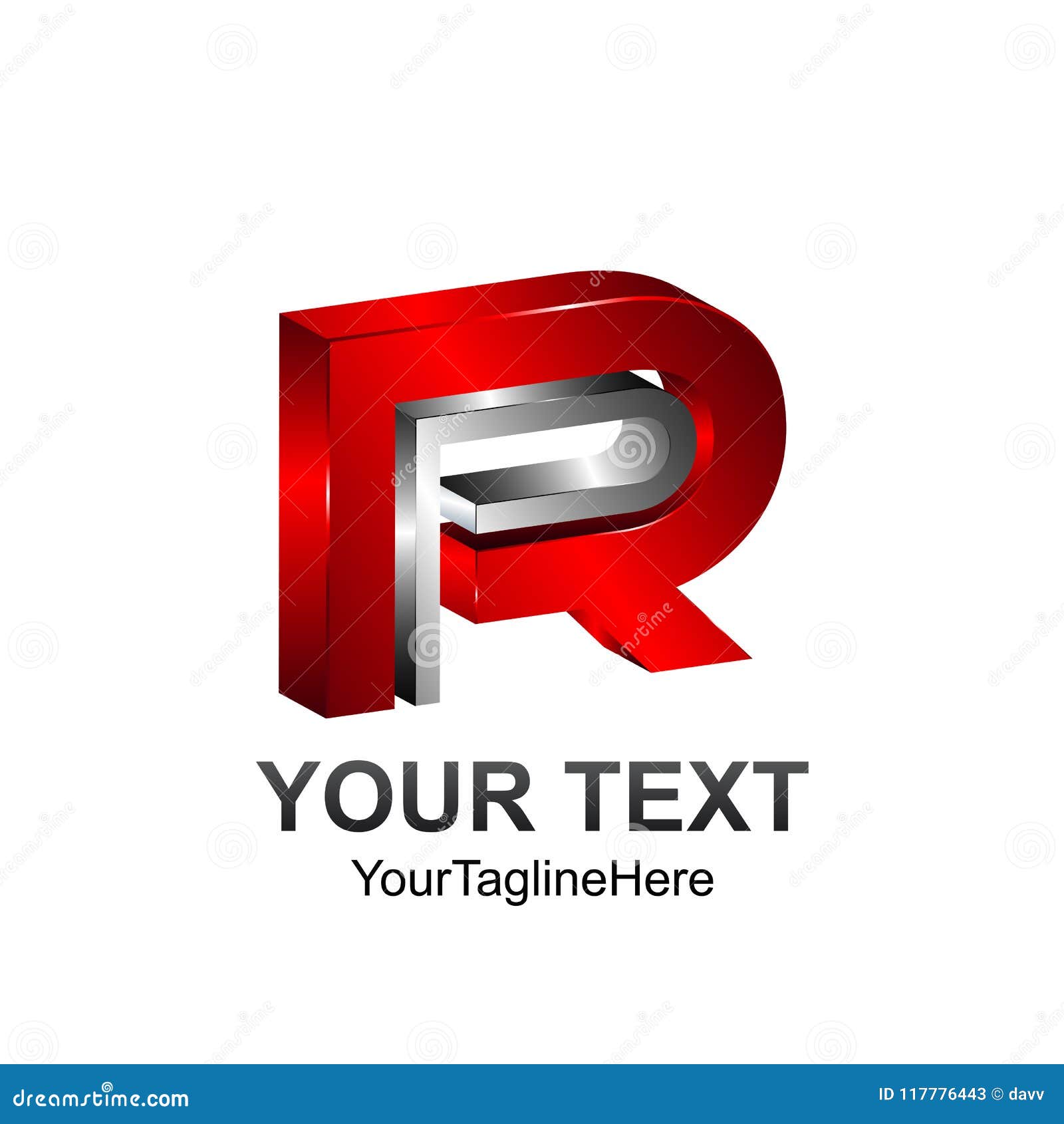 3D Letter PR or RP Initial Alphabet Logo Design Template Element Stock ...