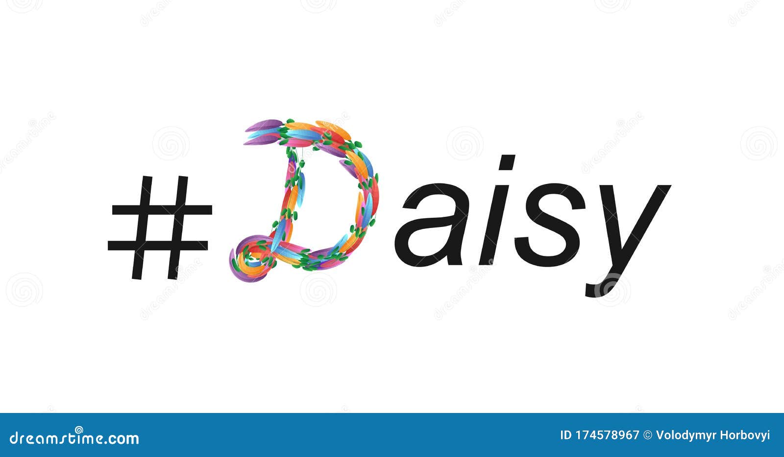 D Letter Symbol, D Monogram. Daisy Word Creative Poster Design. Cartoon ...