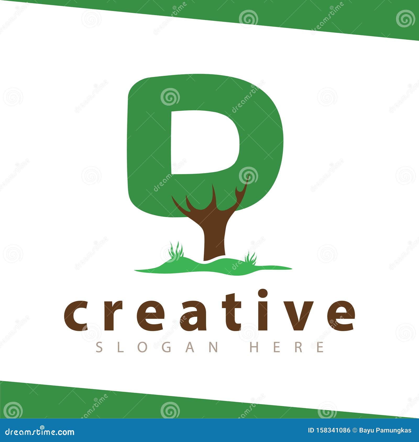 D Letter Tree Green Logo Vector Template Stock Vector - Illustration of ...