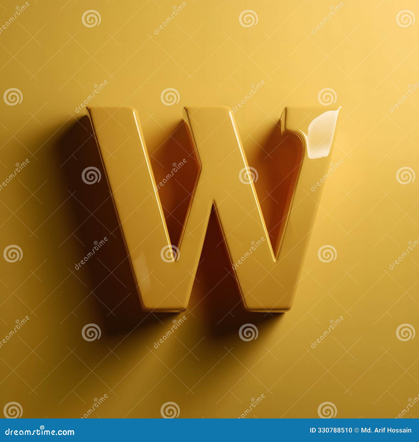 3D Letter W with a Bold, Glossy Finish in a Vibrant Black Solid ...