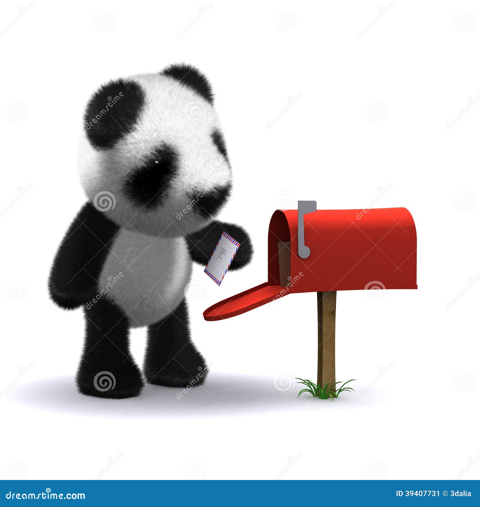 3d Letterbox panda stock illustration. Illustration of fuzzy - 39407731