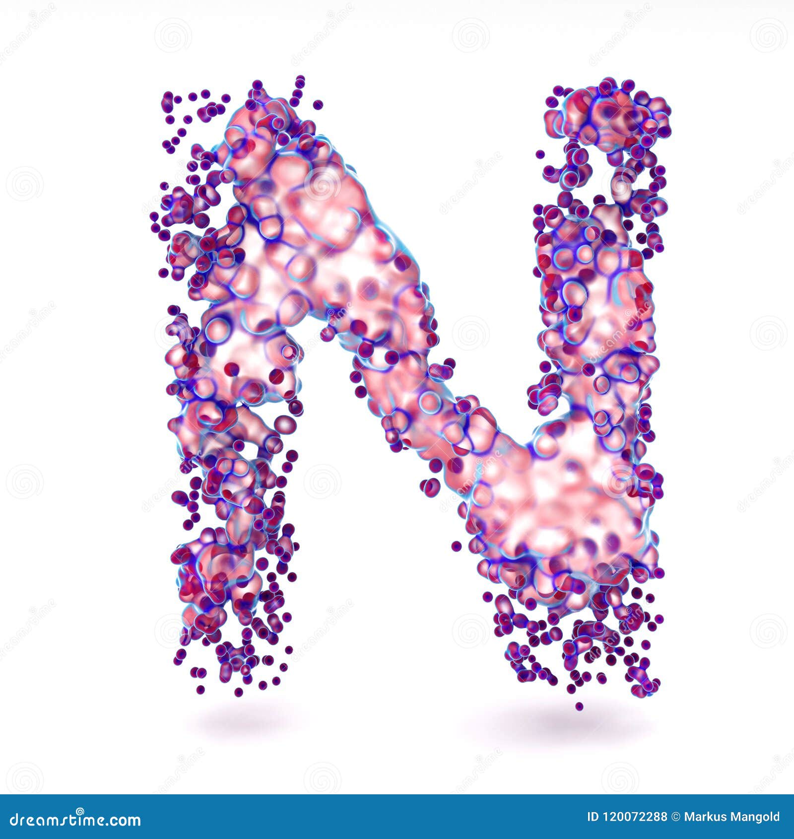 3D Letter N with Abstract Biological Texture Stock Illustration ...