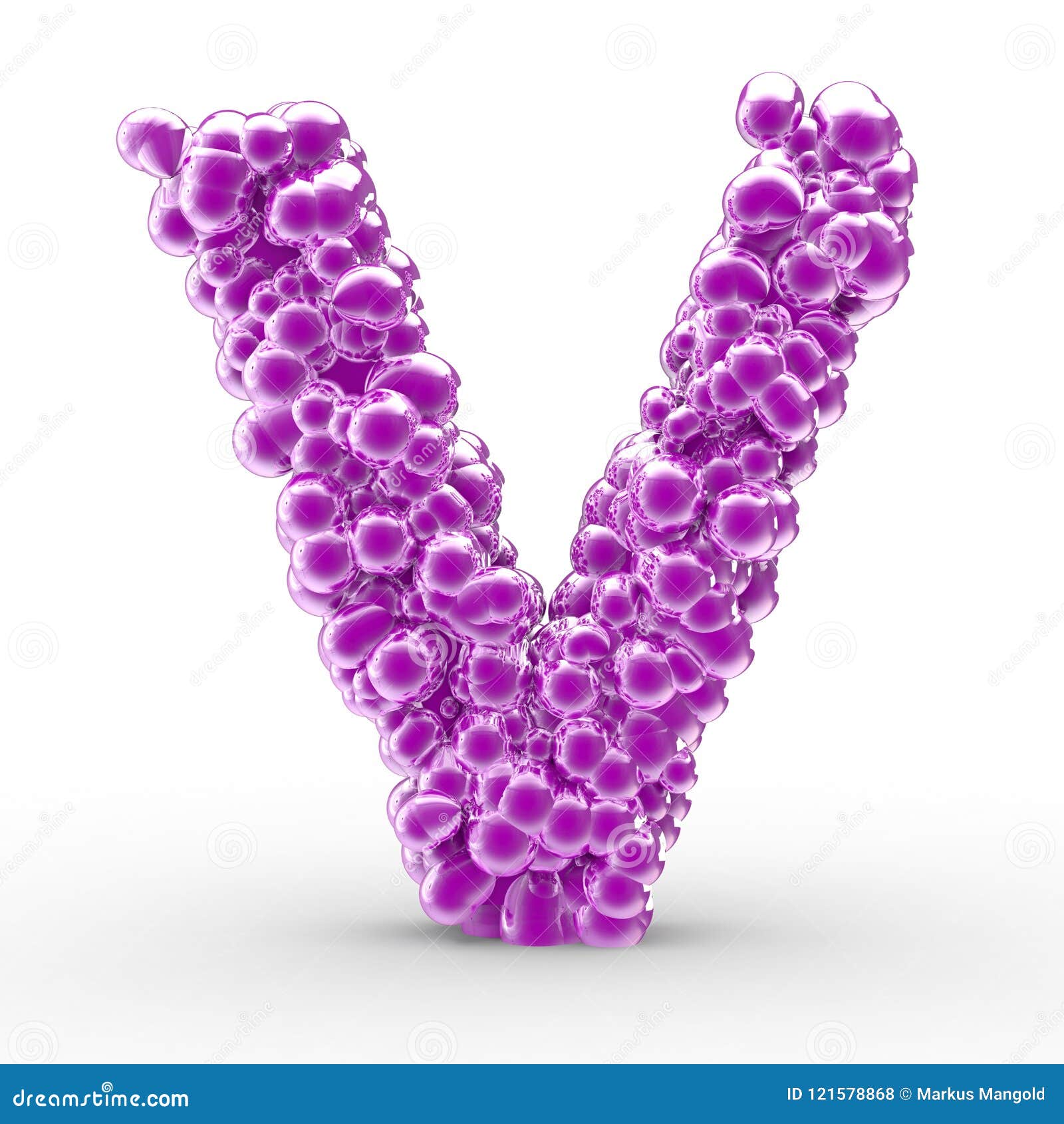 3D Letter V with Abstract Biological Texture Stock Illustration ...