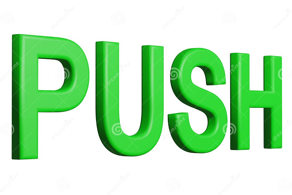 3d Lettering "push" Stock Illustration - Illustration of icon, concept ...