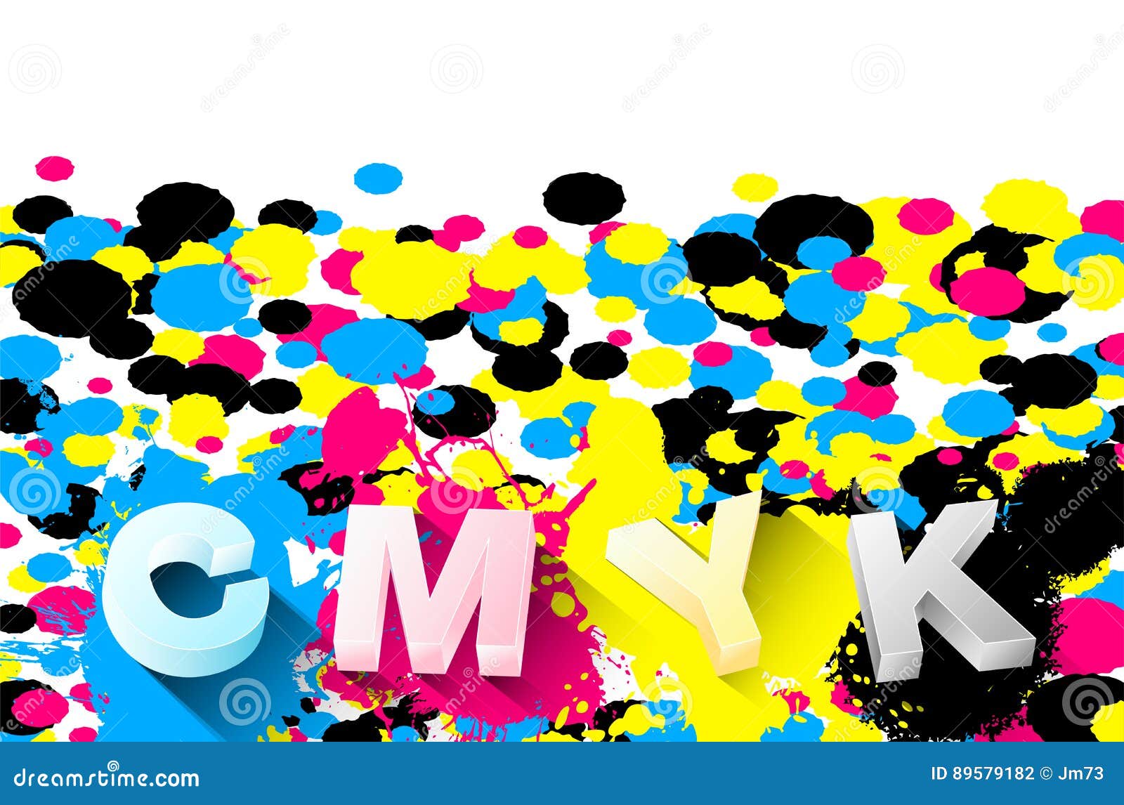 3D Letters and CMYK Splashes on White Background Stock Vector ...